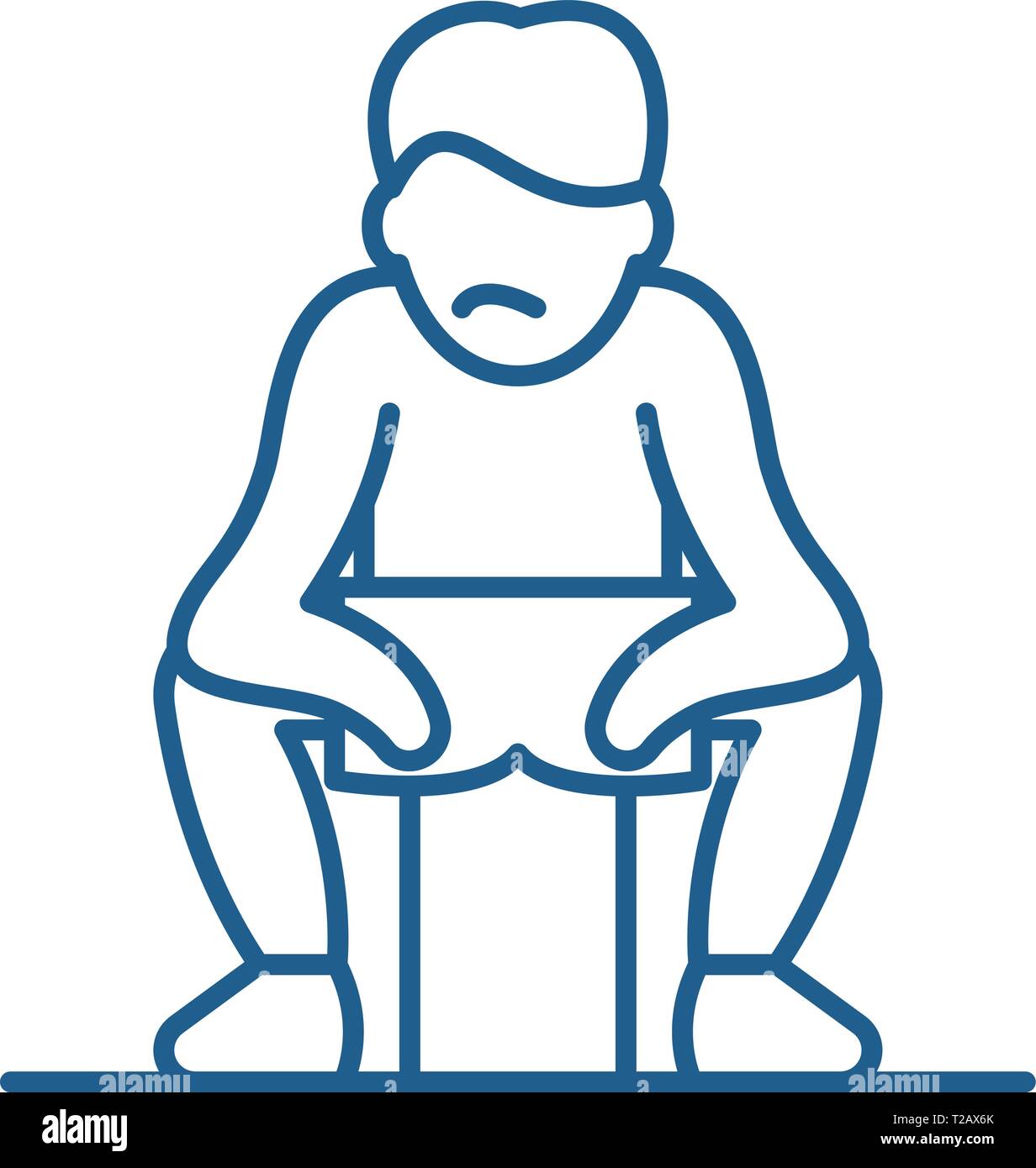 Get tired line icon concept. Get tired flat vector symbol, sign ...