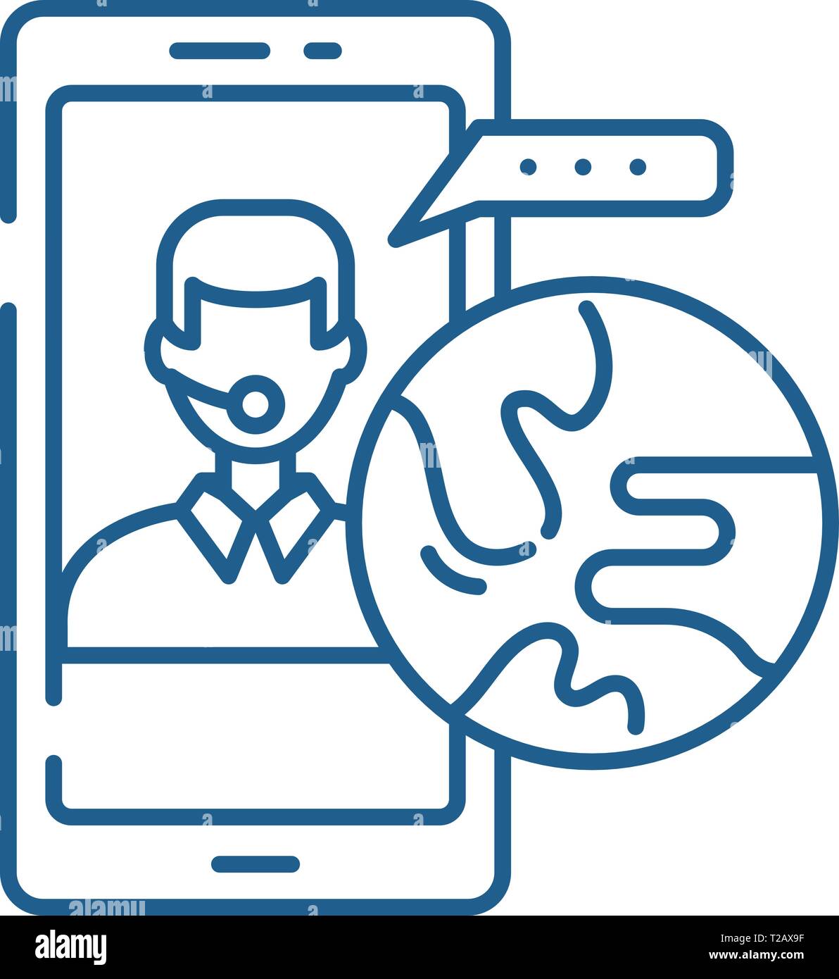 Global communication line icon concept. Global communication flat ...