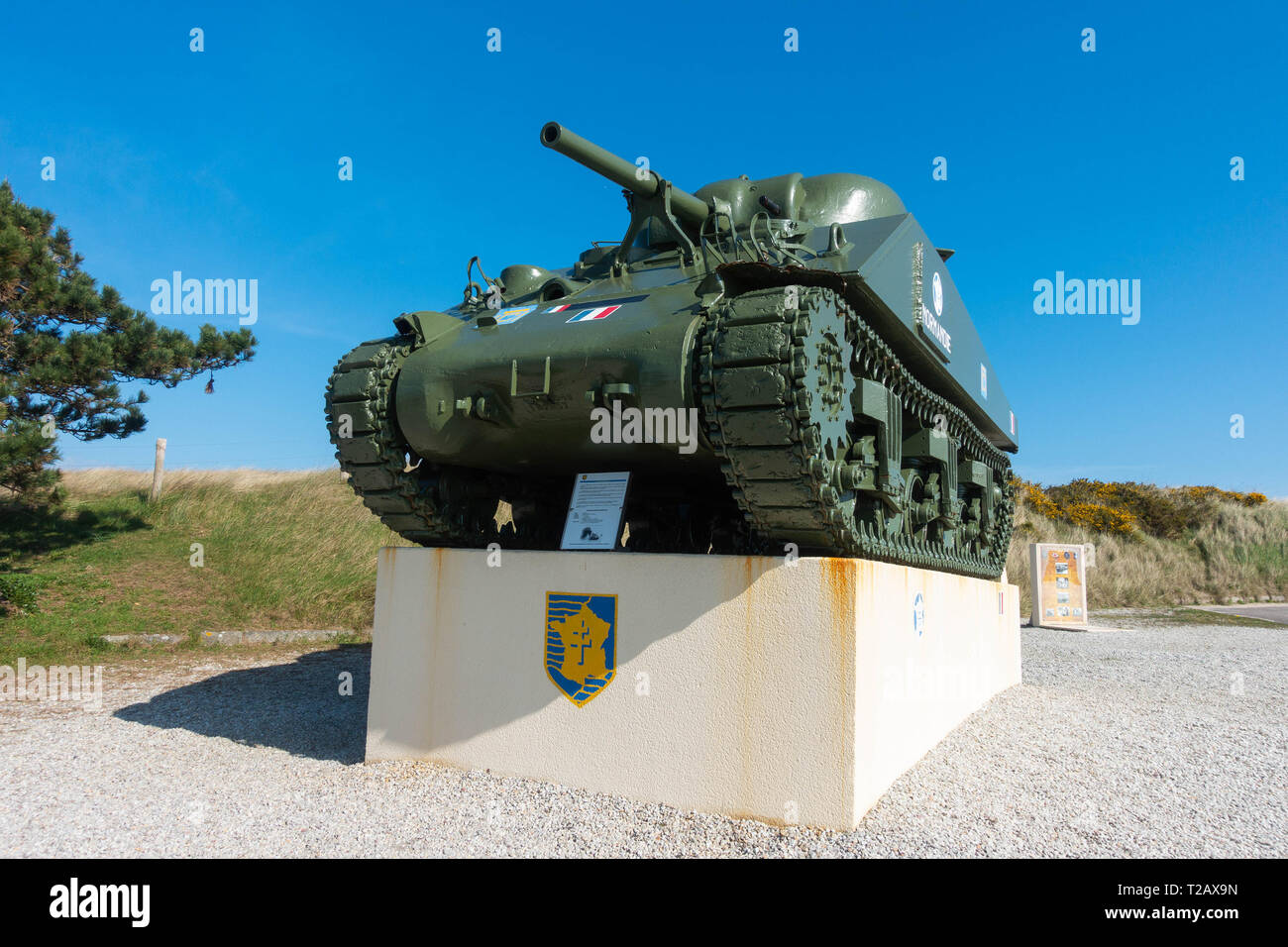 Utah Beach, Normandy, France, March,26, 2019, Sherman Tank which is ...