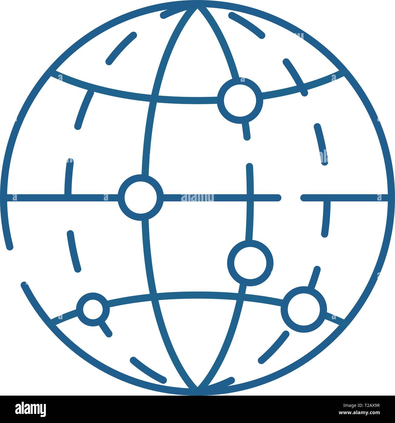 Global Data Encryption Line Icon Concept Global Data Encryption Flat Vector Symbol Sign