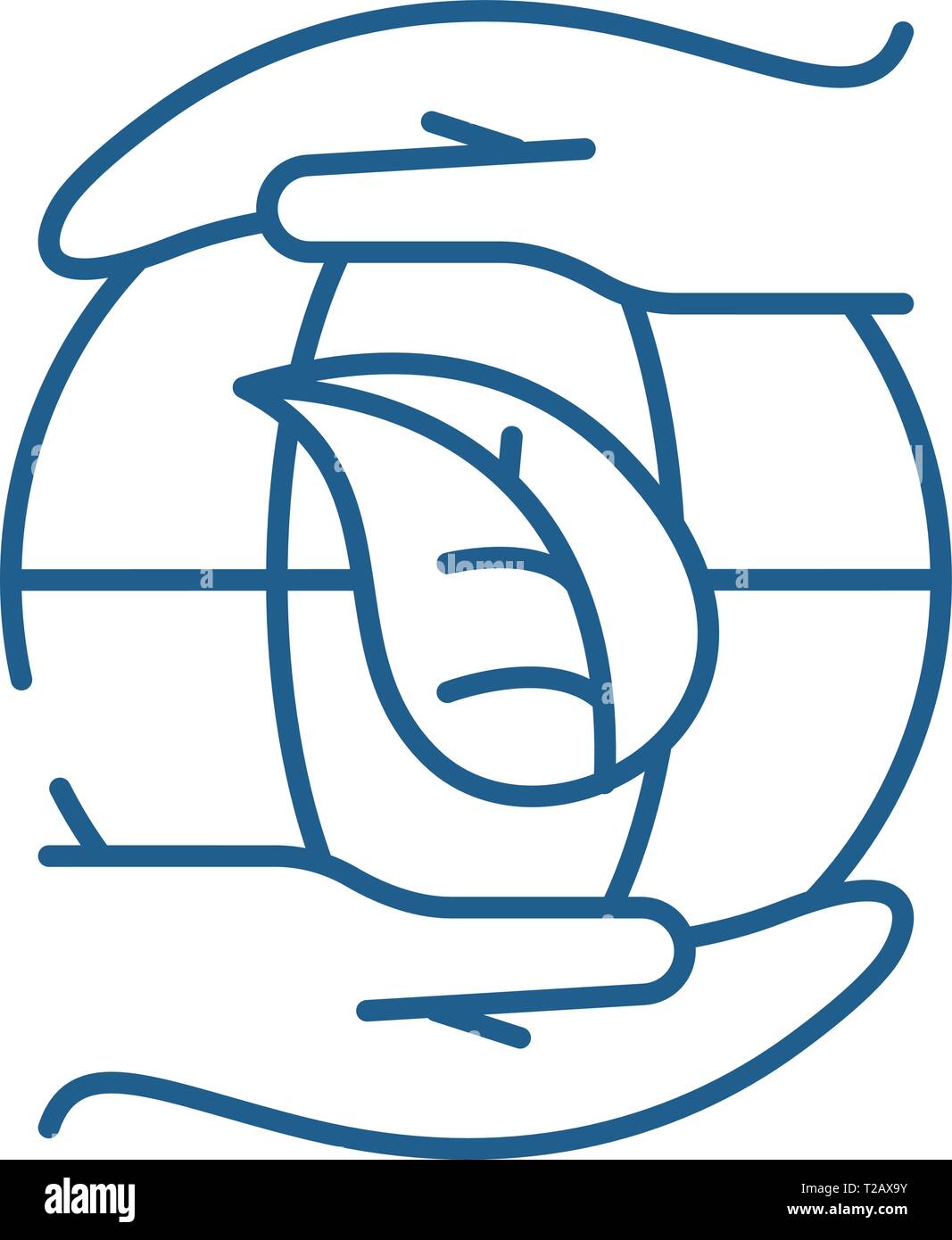 Global energy saving technologies line icon concept. Global energy ...