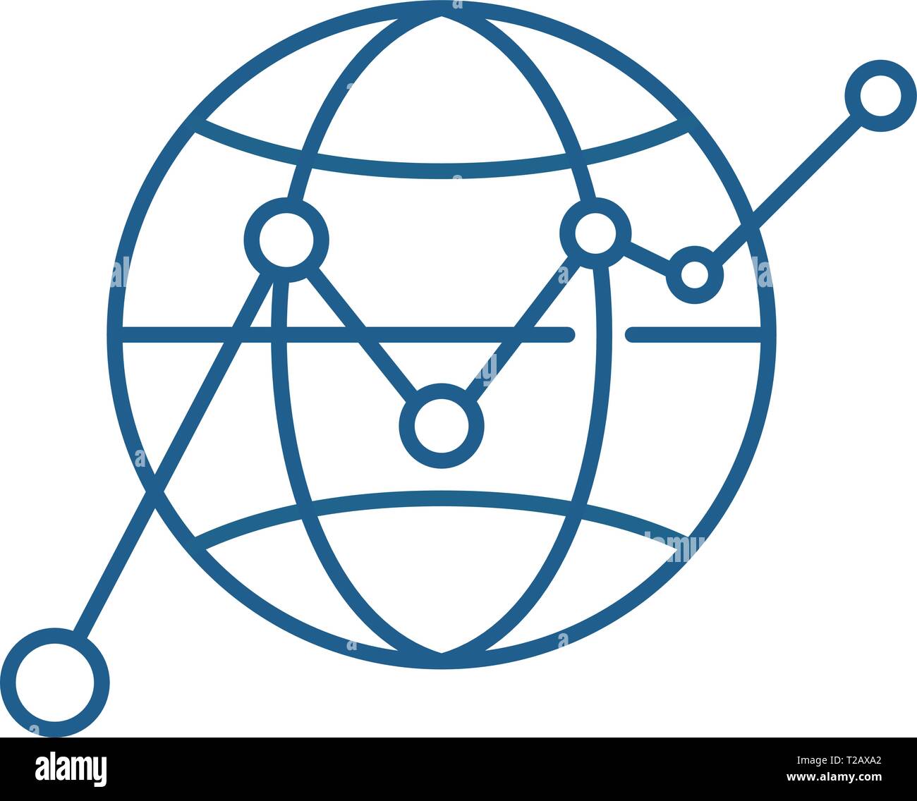 Global growth line icon concept. Global growth flat vector symbol, sign ...