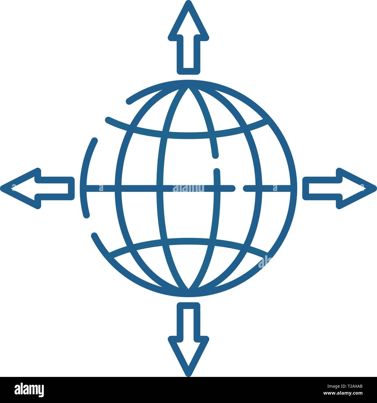 Global sales channels line icon concept. Global sales channels flat ...