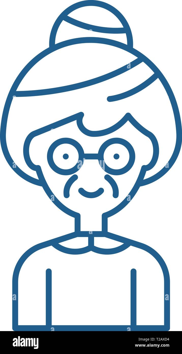 Grandmother line icon concept. Grandmother flat vector symbol, sign ...