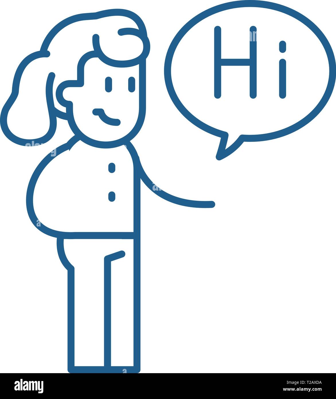 Greeting line icon concept. Greeting flat vector symbol, sign, outline ...