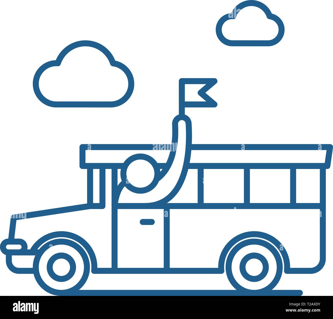 Guided tour line icon concept. Guided tour flat vector symbol, sign ...