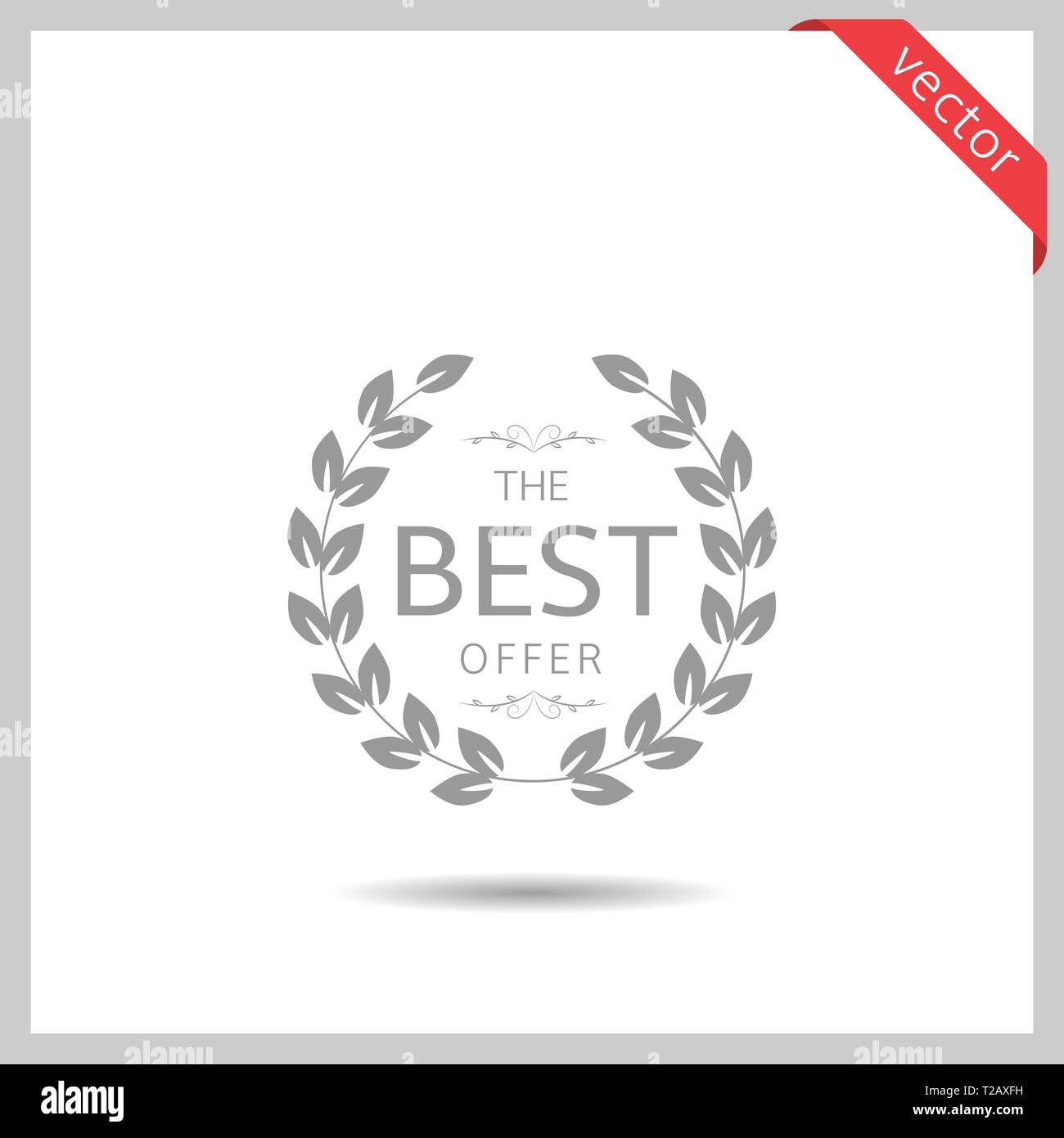Best offer icon. Laurel wreath label badge isolated, Vector ...