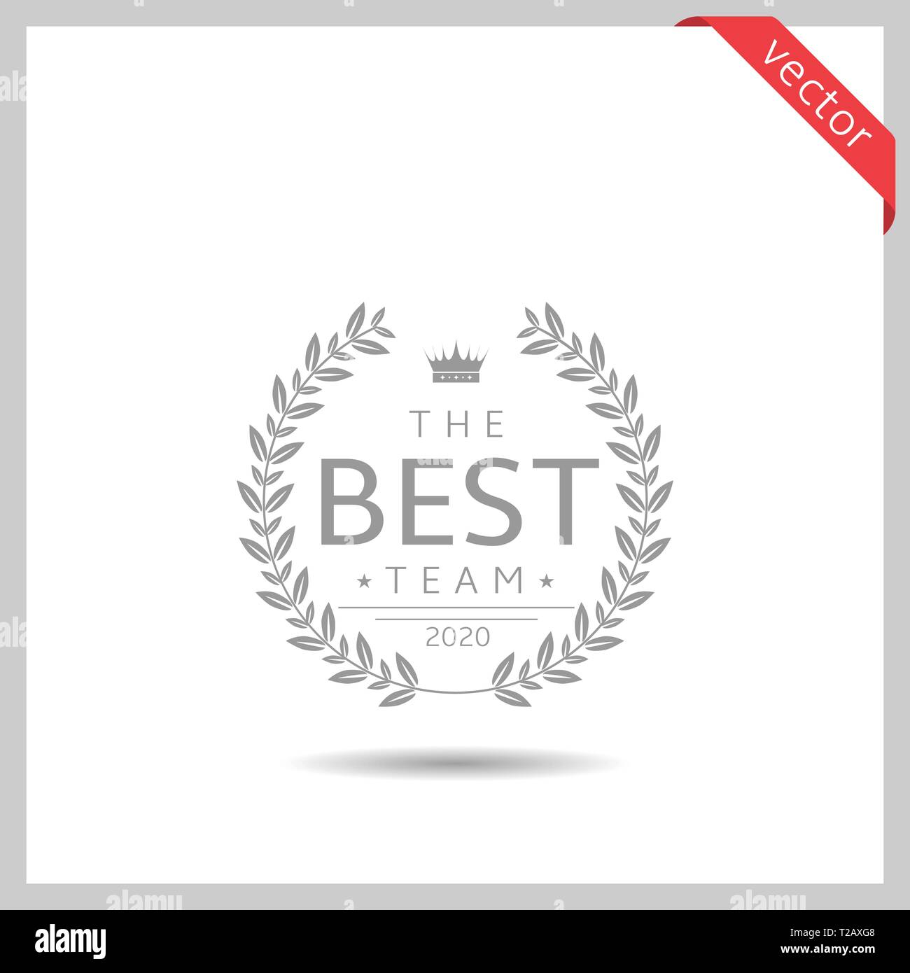 Best team icon. Laurel wreath label badge isolated, Vector illustration ...