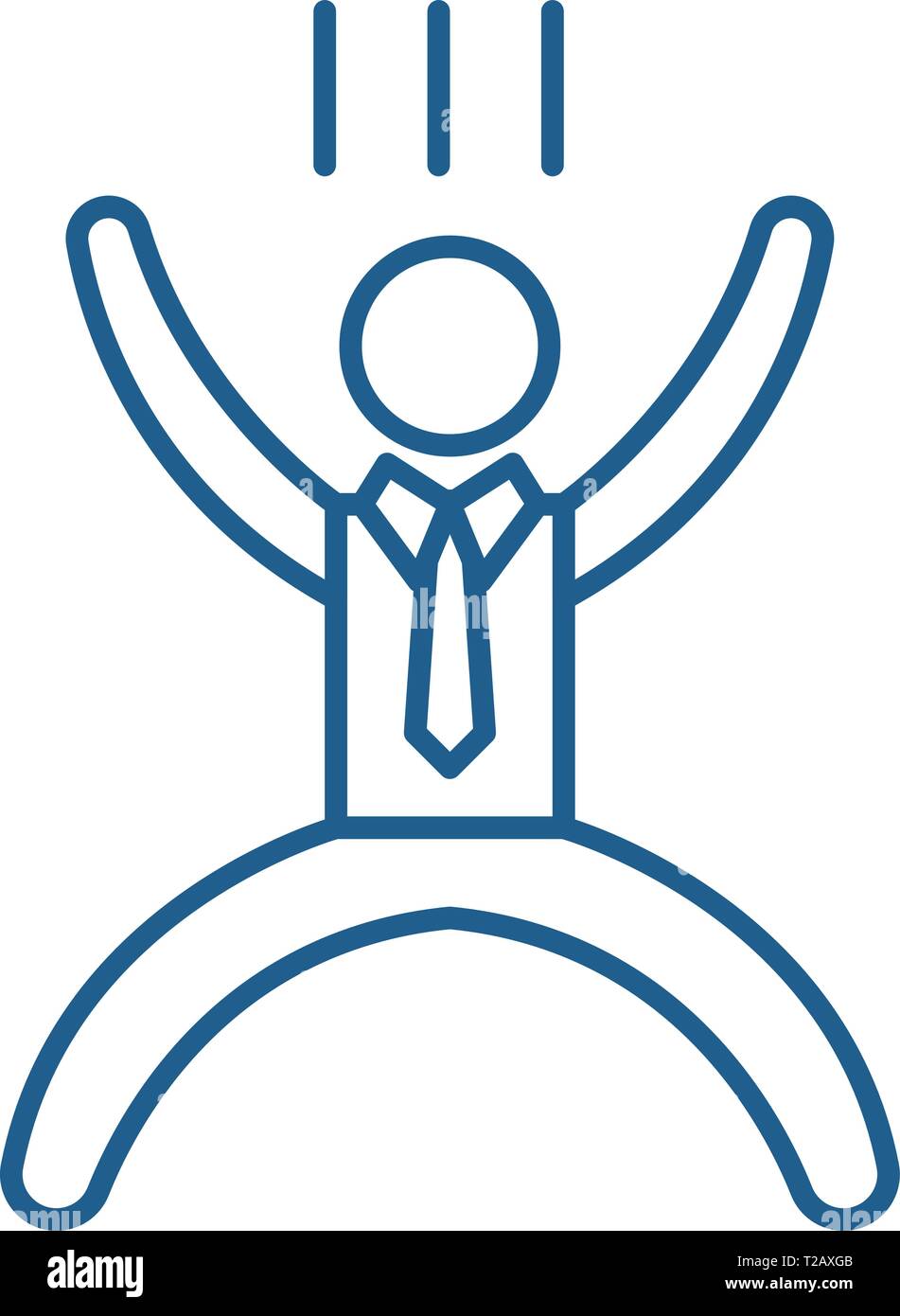 Happy man line icon concept. Happy man flat vector symbol, sign ...