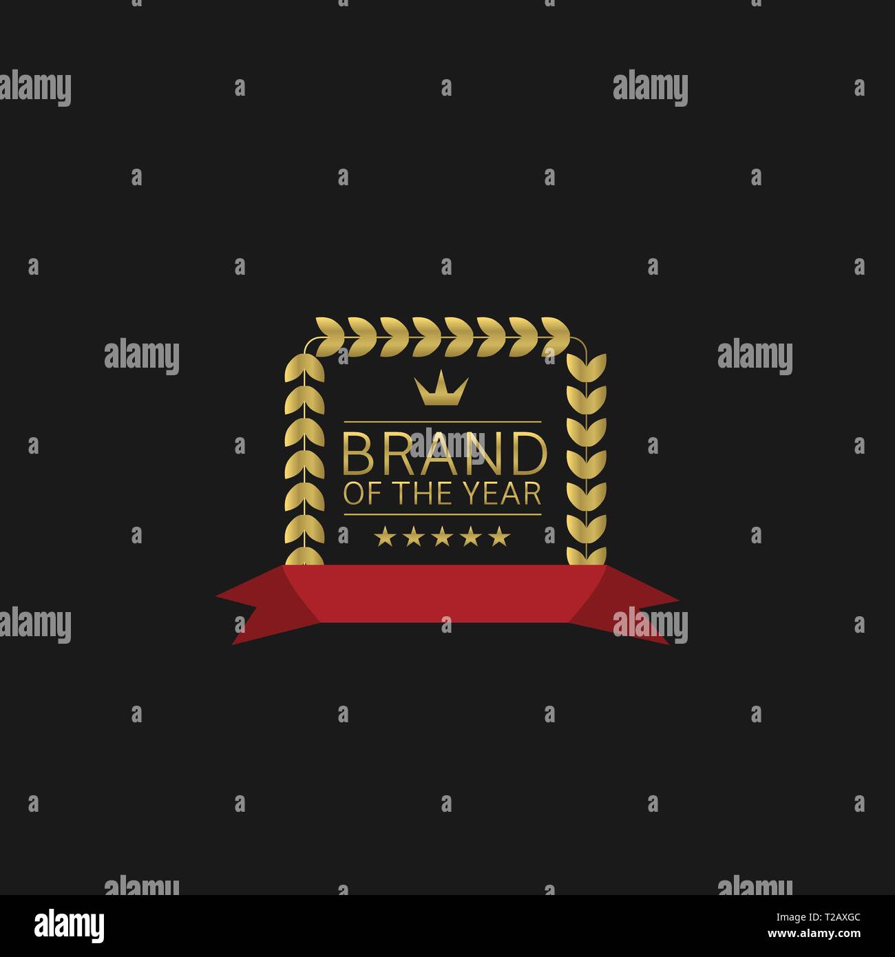 Brand of the year icon. Golden Laurel wreath label badge isolated ...