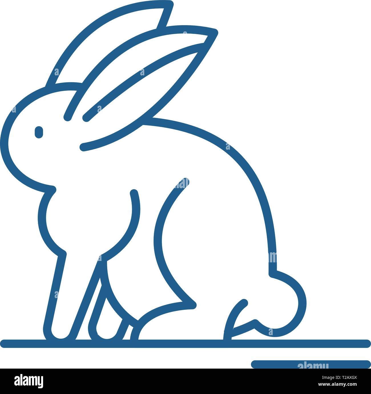 Hare line icon concept. Hare flat vector symbol, sign, outline ...