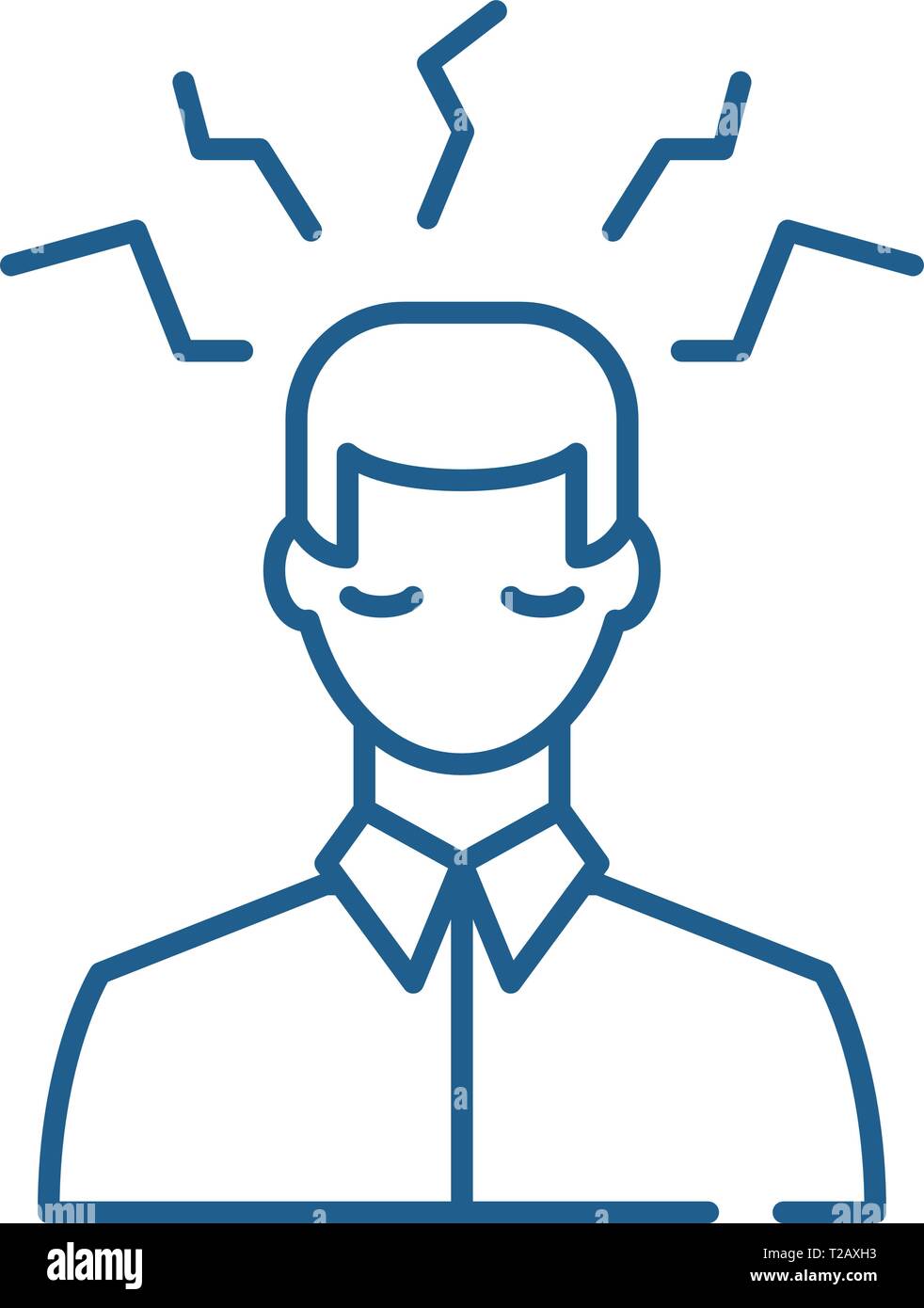 Headache sign line icon concept. Headache sign flat vector symbol, sign ...