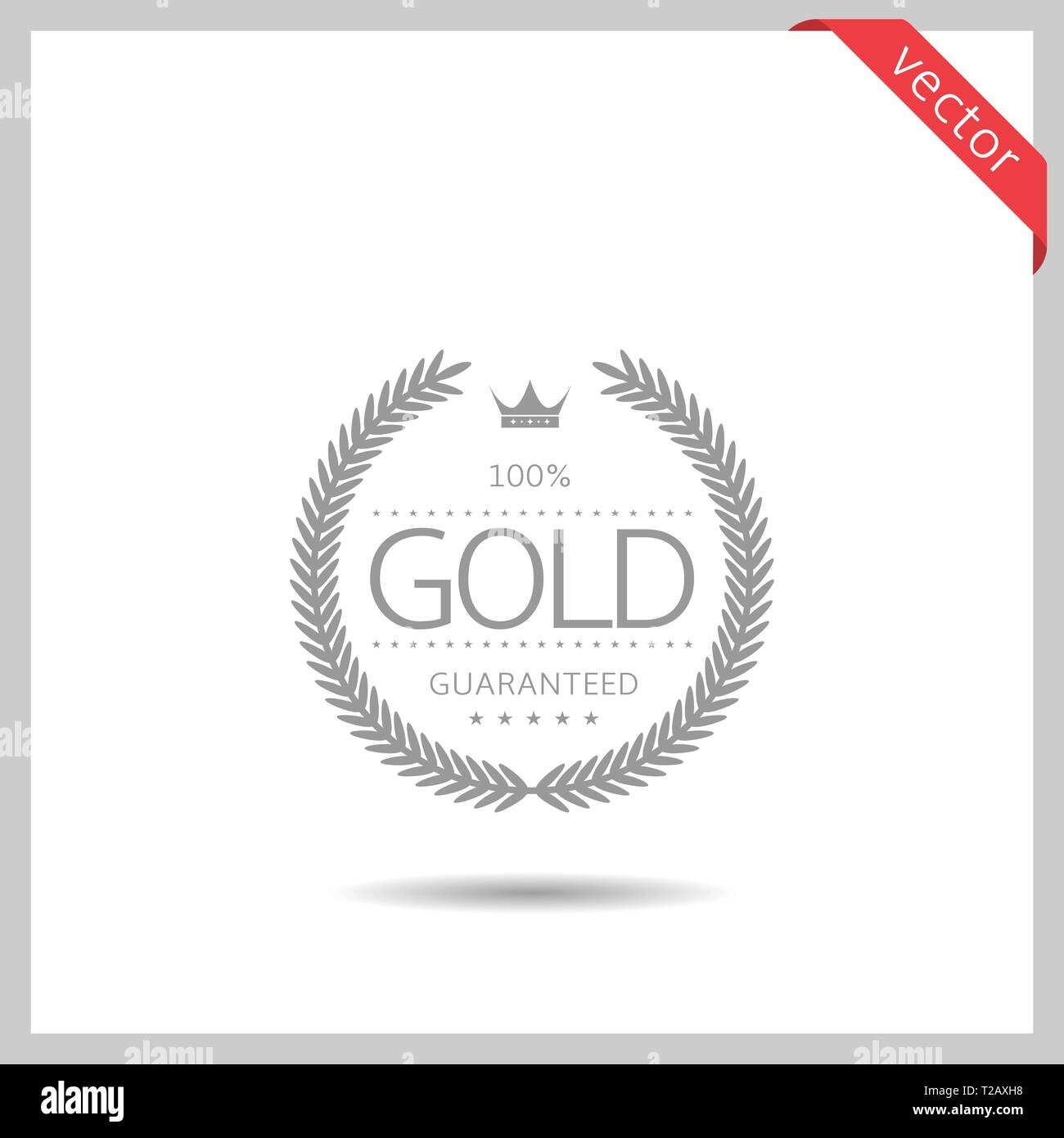 Gold icon. Laurel wreath label badge isolated, Vector illustration ...