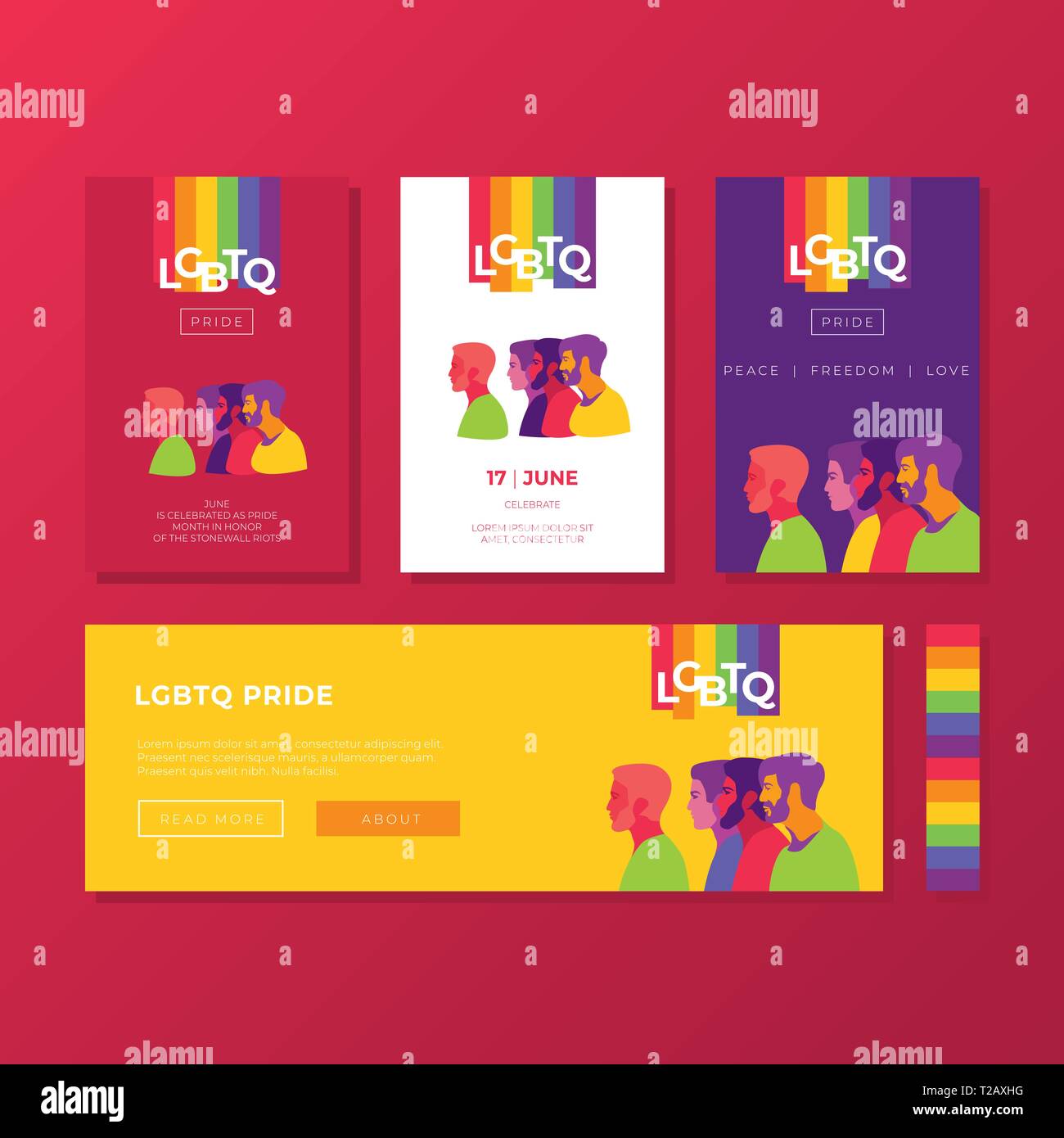 Support for LGBTQ pride. Colorful backgrounds. Peoples silhouette ...