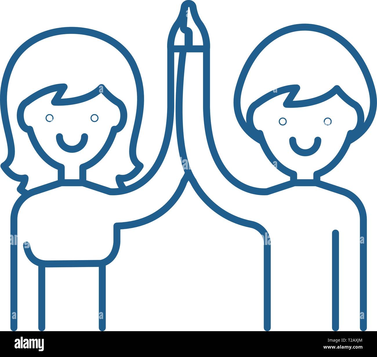 High five line icon concept. High five flat vector symbol, sign ...