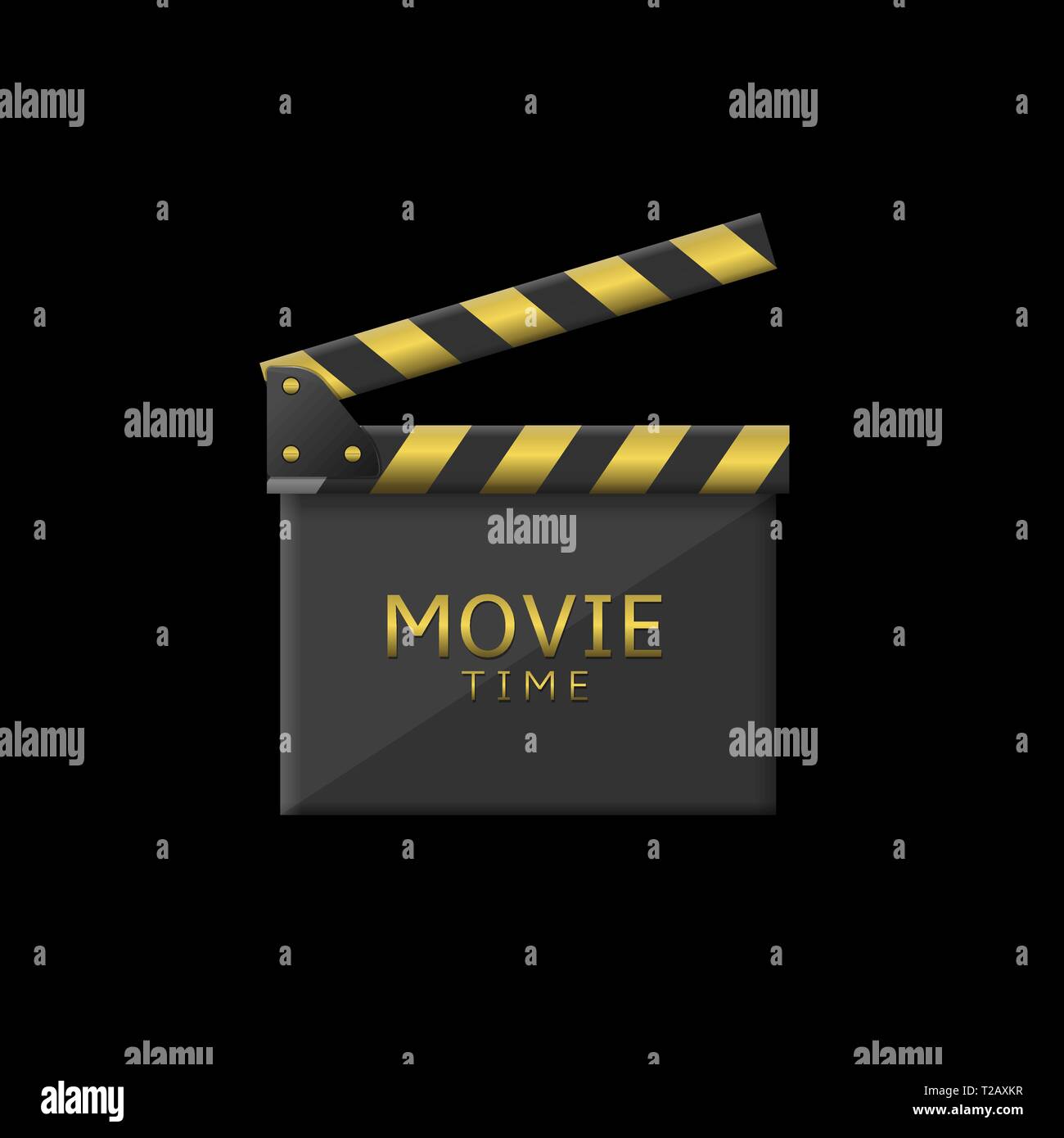 Movie time icon. Golden clapper board Vector illustration Stock Vector ...