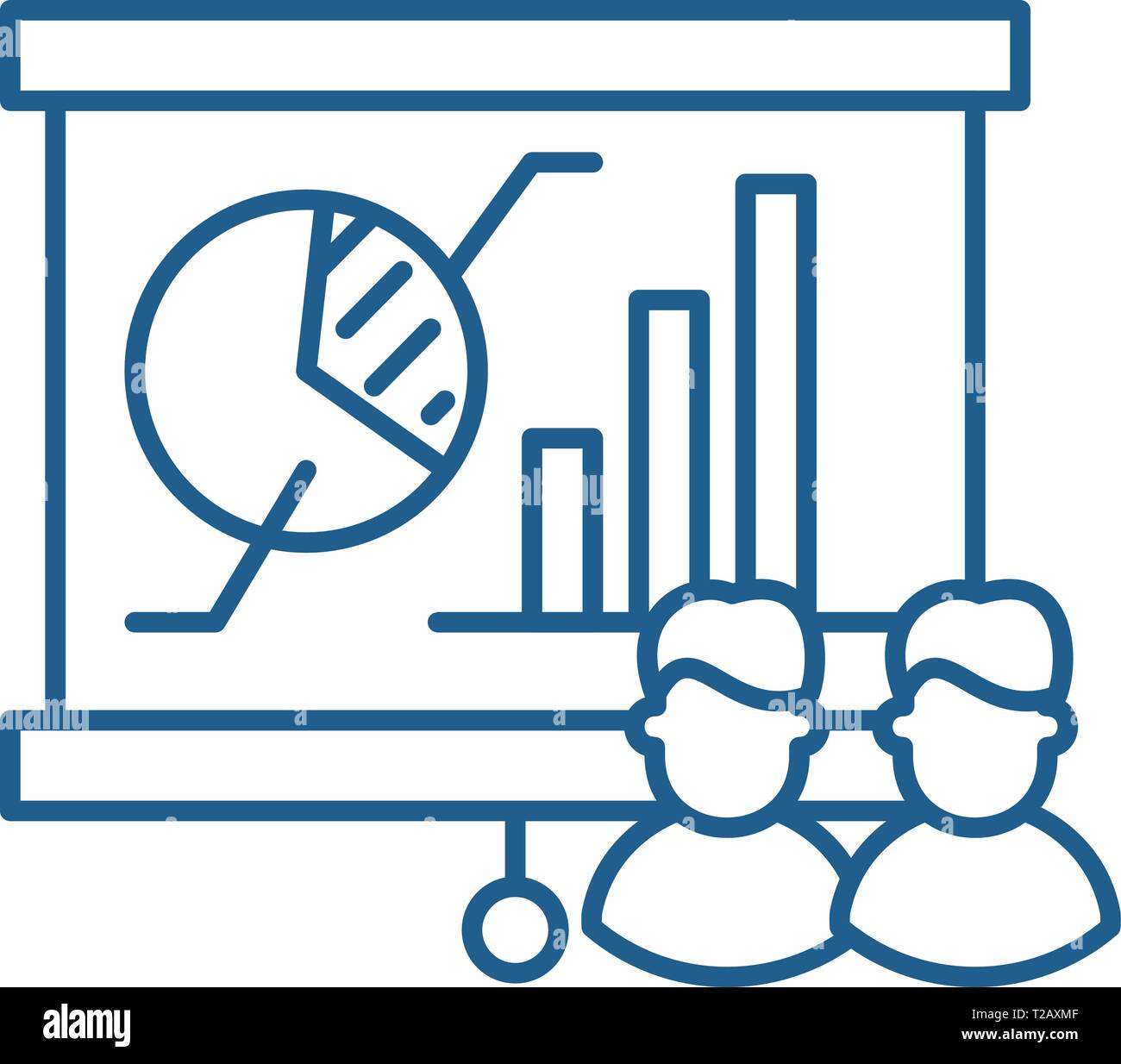 Holding focus group line icon concept. Holding focus group flat vector ...