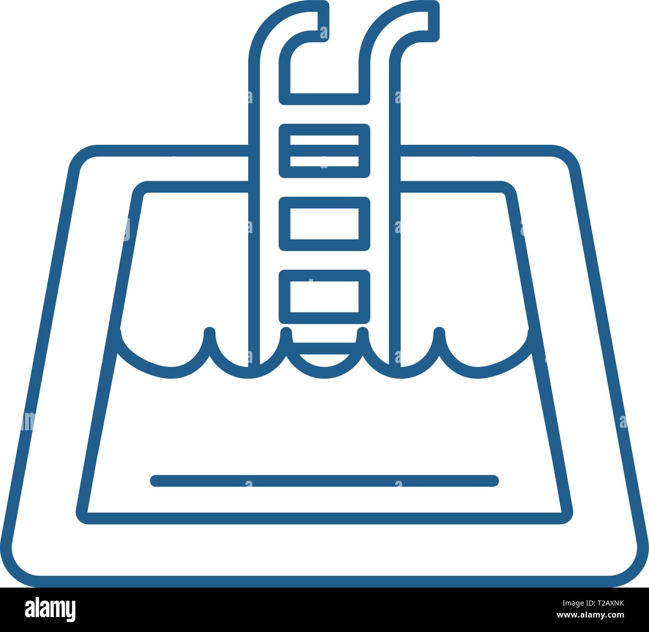 Home pool line icon concept. Home pool flat vector symbol, sign ...