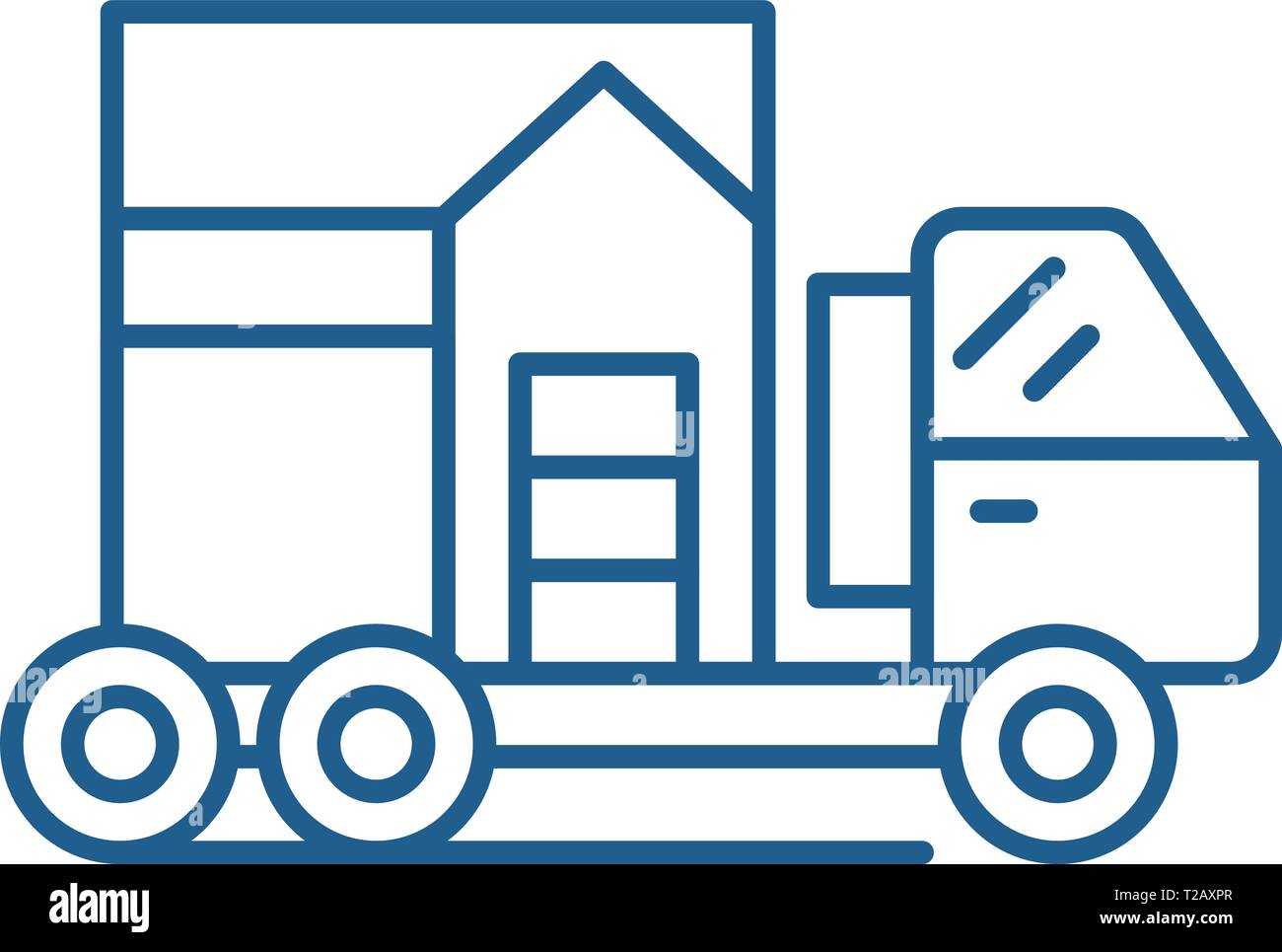 House transportation line icon concept. House transportation flat ...