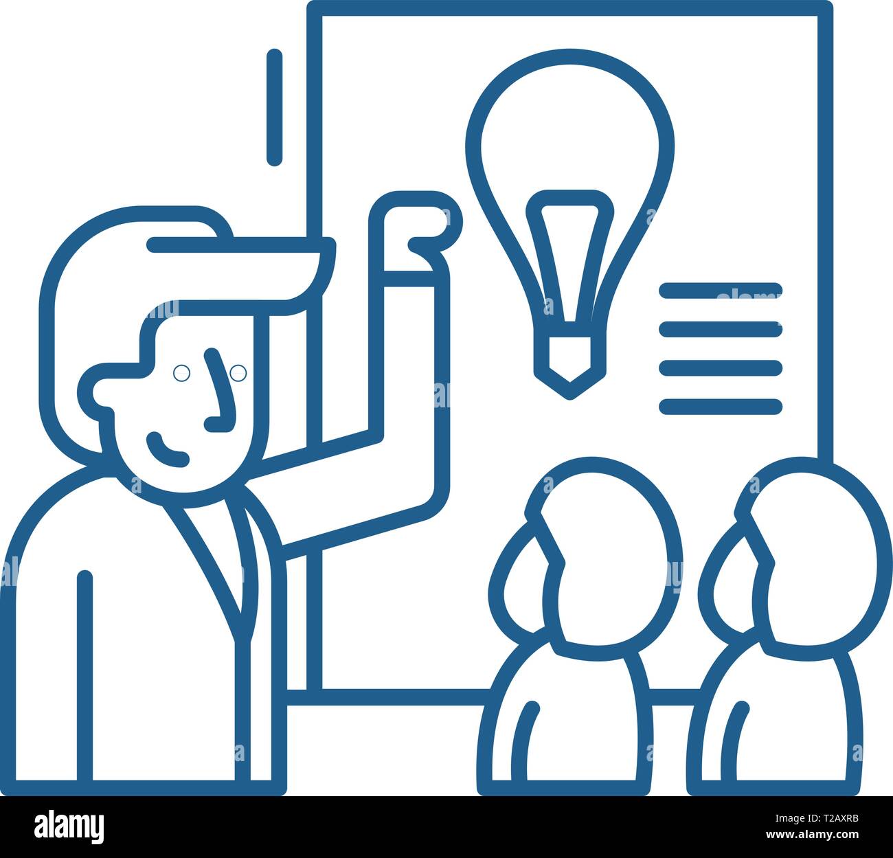 Idea presentation line icon concept. Idea presentation flat vector ...