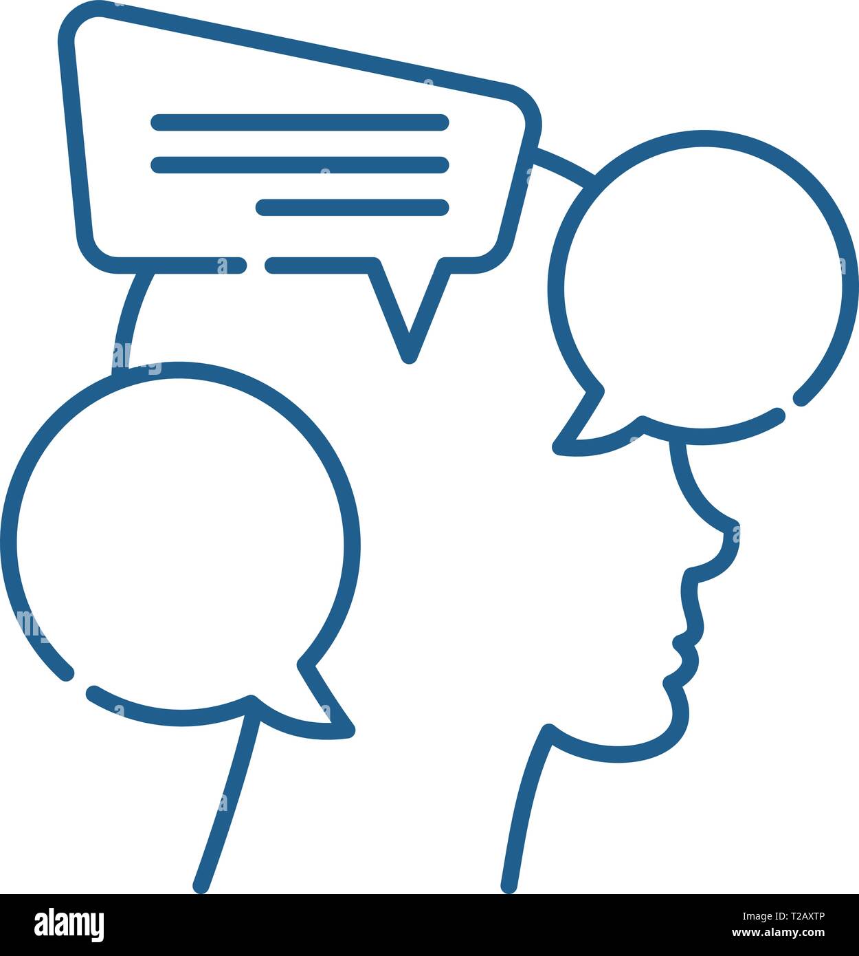 Internal dialogue line icon concept. Internal dialogue flat vector ...