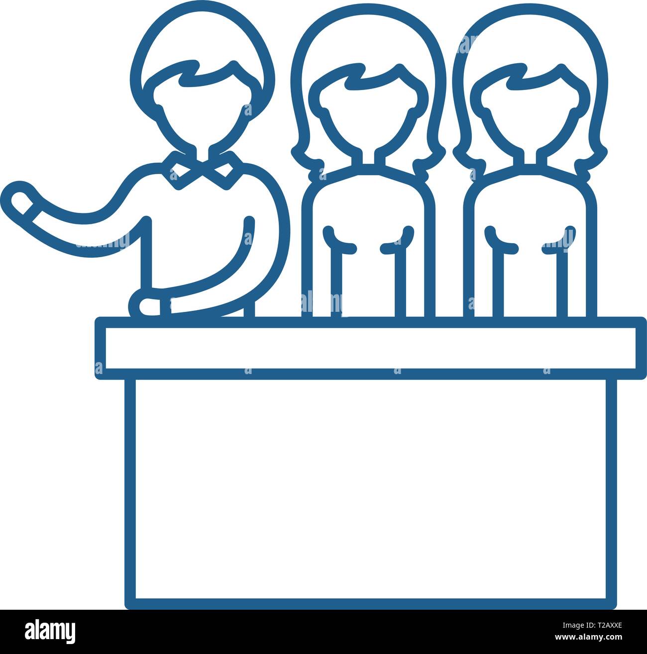 Jury trial line icon concept. Jury trial flat vector symbol, sign, outline illustration Stock ...