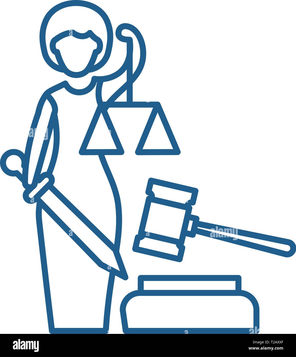 Justice line icon concept. Justice flat vector symbol, sign, outline ...