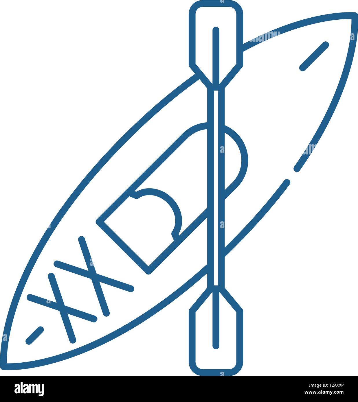 Kayaks line icon concept. Kayaks flat vector symbol, sign, outline ...