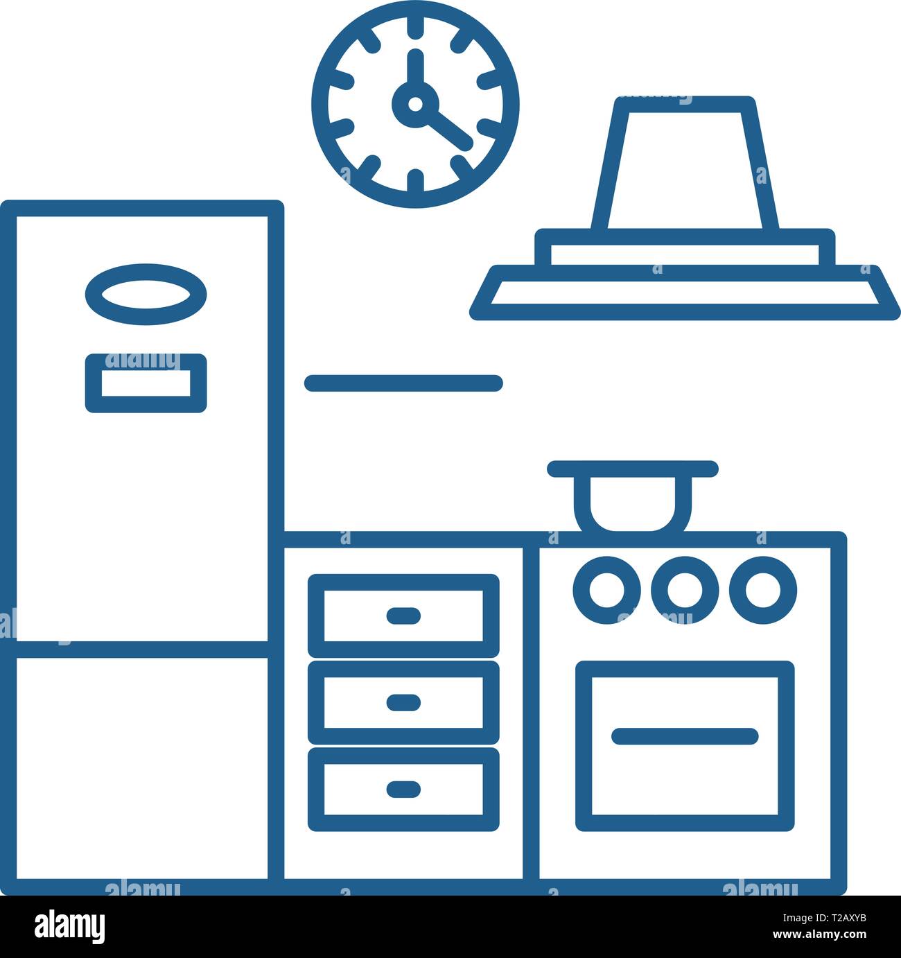 Kitchen line icon concept. Kitchen flat vector symbol, sign, outline ...
