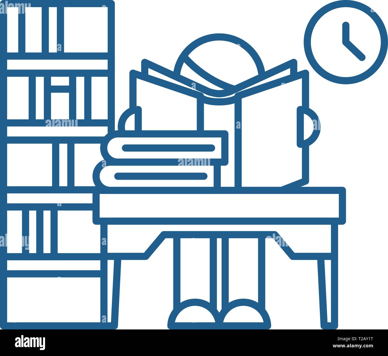 Library line icon concept. Library flat vector symbol, sign, outline ...