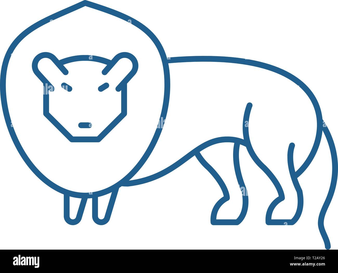 Lion line icon concept. Lion flat vector symbol, sign, outline ...