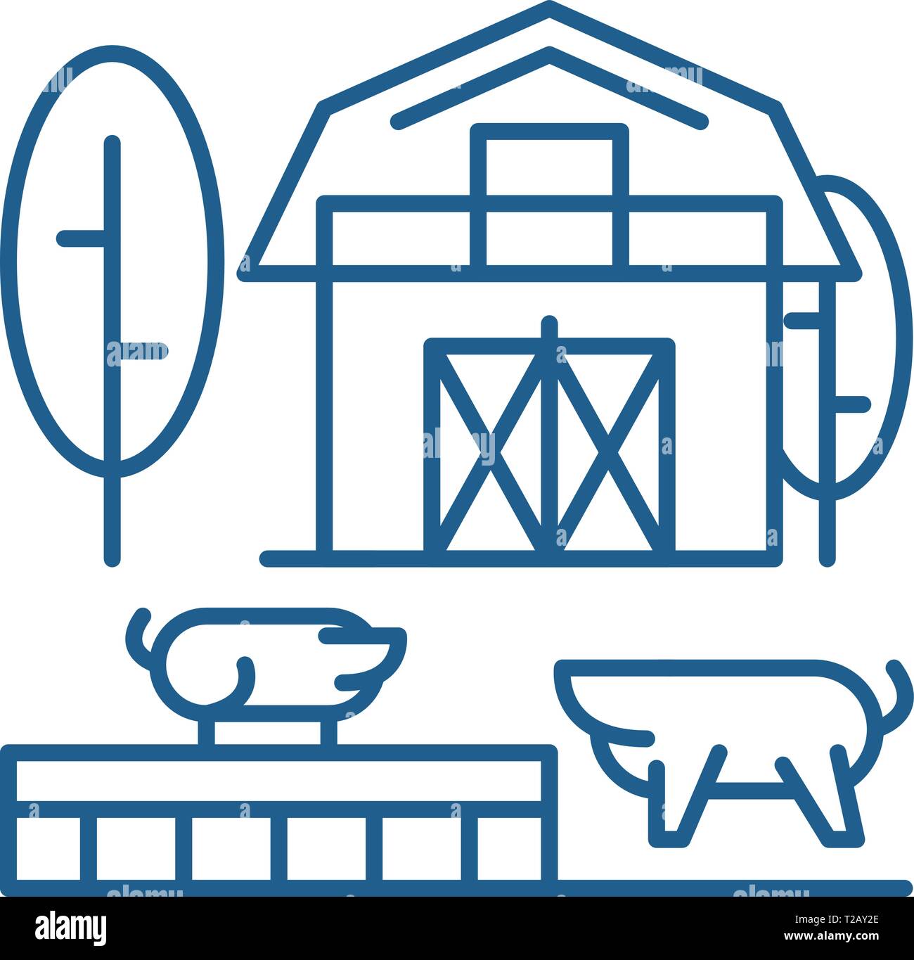 Livestock line icon concept. Livestock flat vector symbol, sign ...