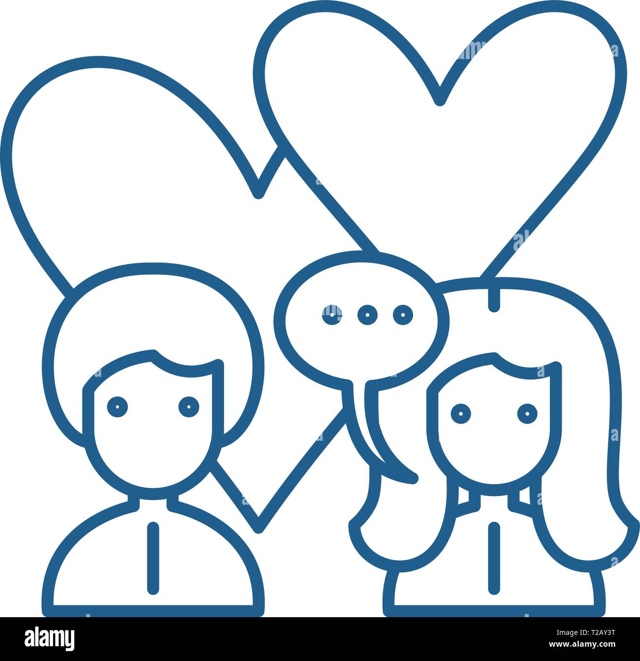 Love relationship line icon concept. Love relationship flat vector ...