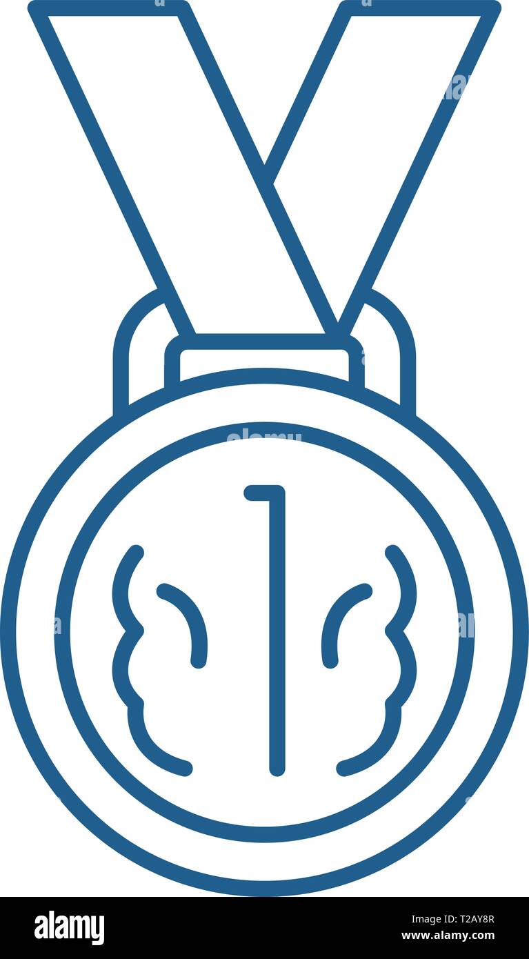 Medal first place line icon concept. Medal first place flat vector ...