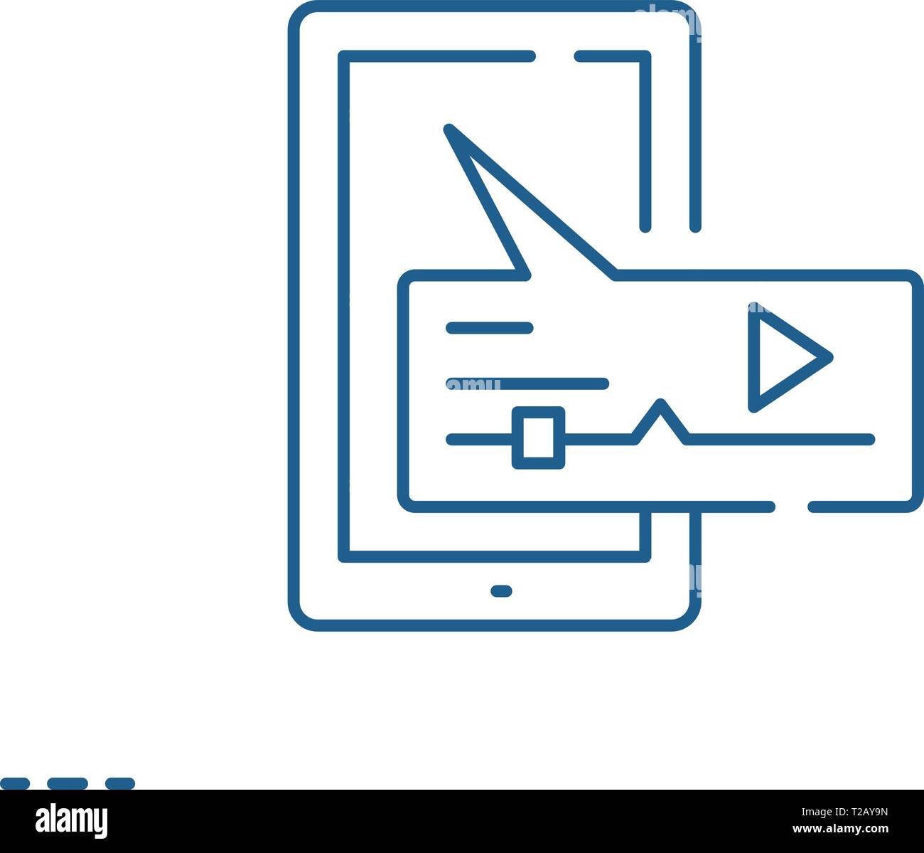 Media message line icon concept. Media message flat vector symbol, sign ...
