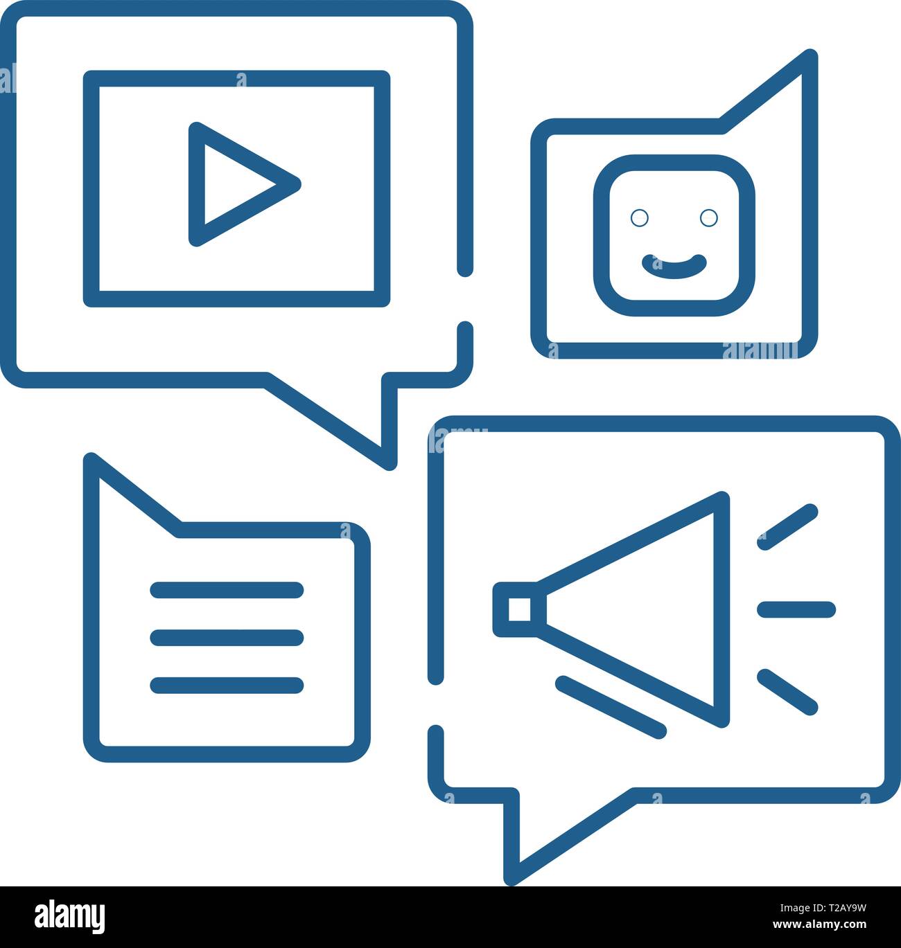 Media online library line icon concept. Media online library flat ...