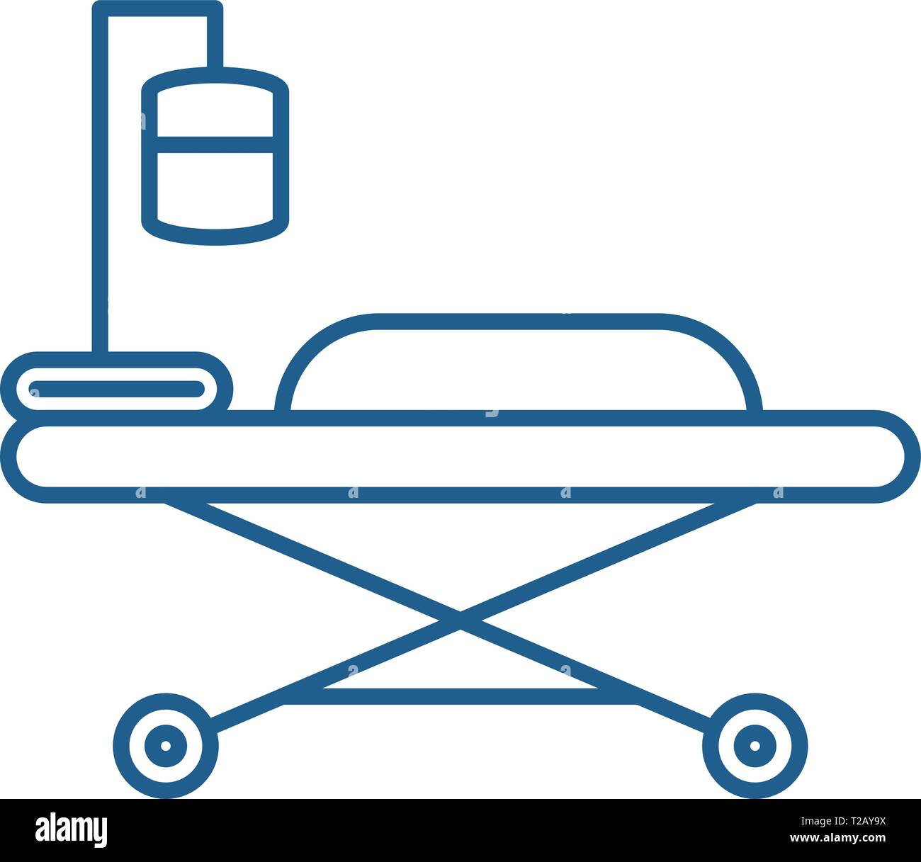 Medical bed line icon concept. Medical bed flat vector symbol, sign ...