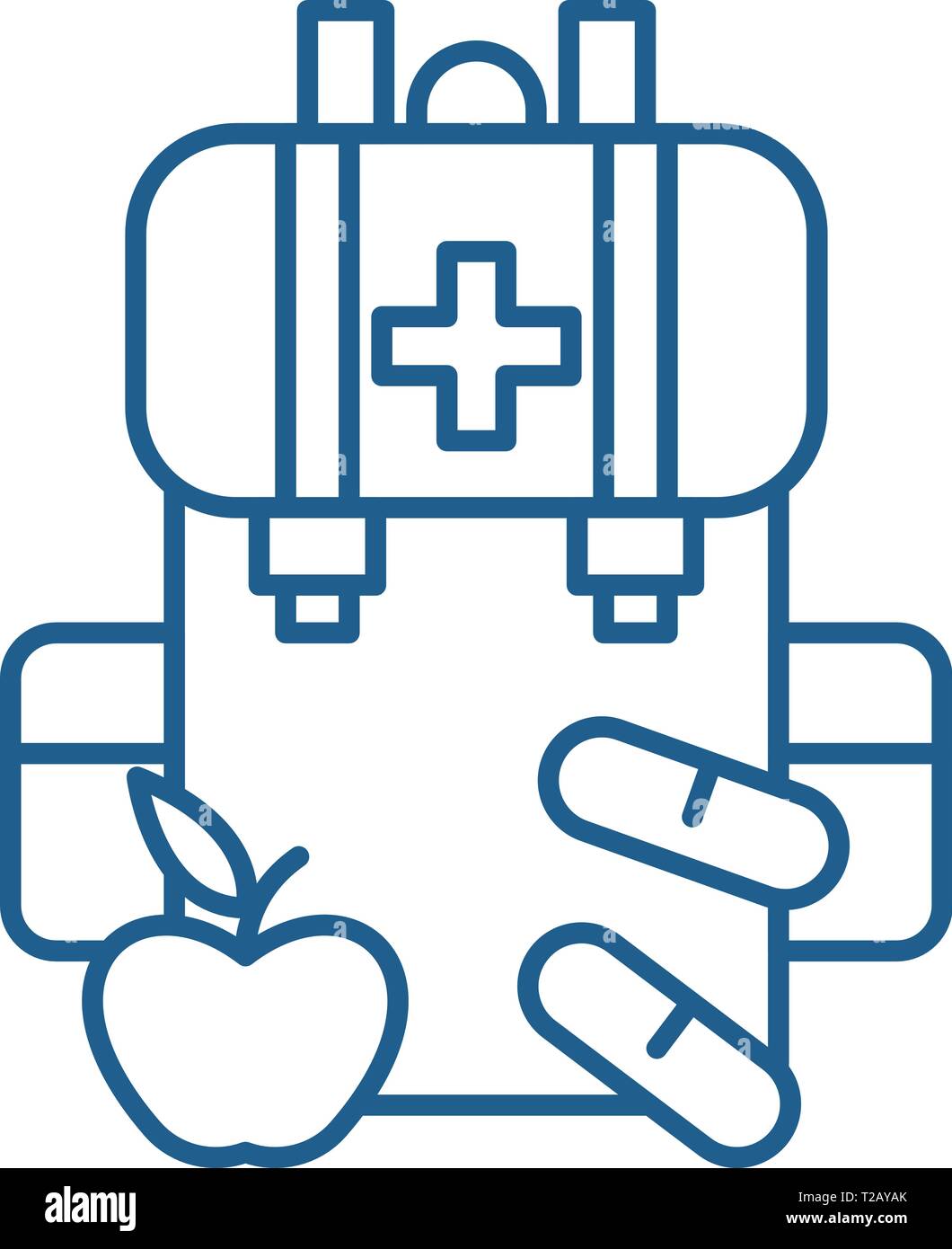 Medical kit line icon concept. Medical kit flat vector symbol, sign ...