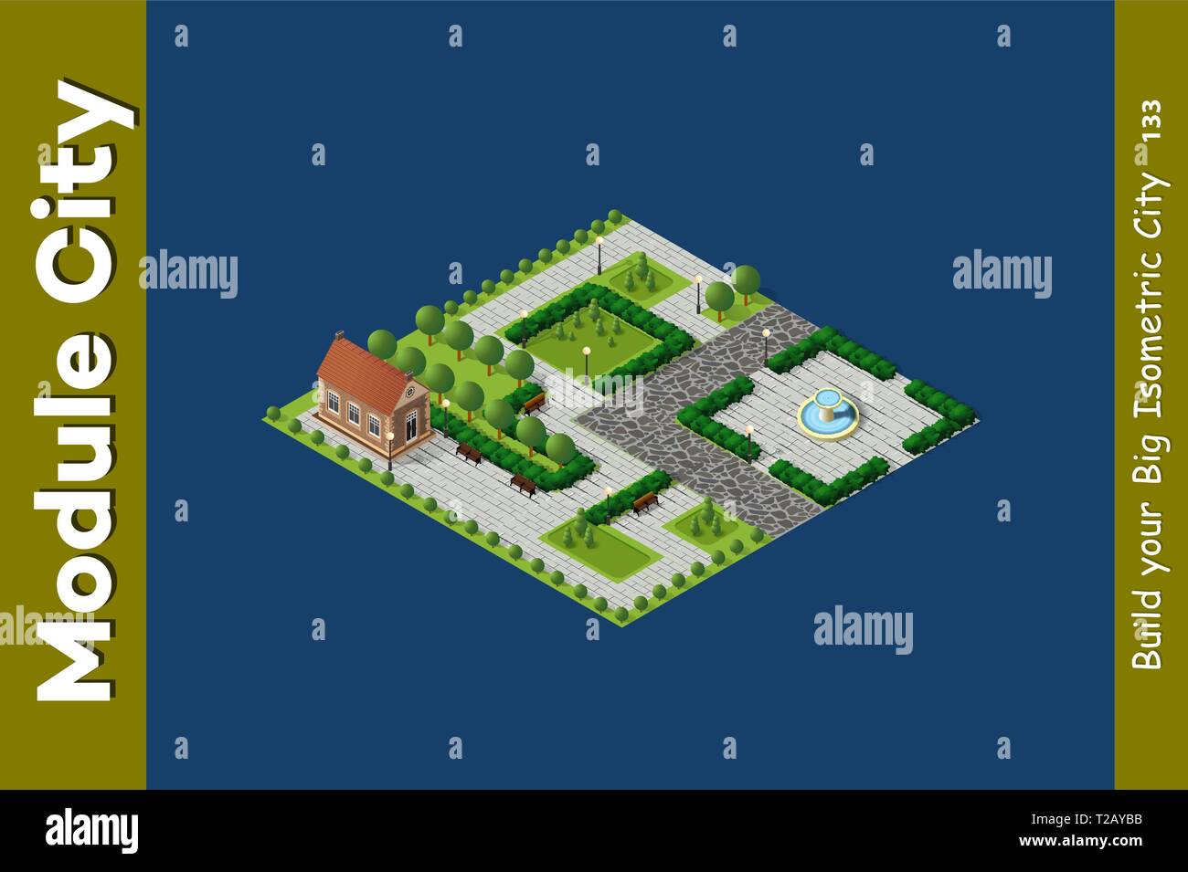 Old vintage retro city in an isometric view. Urban landscapes ...