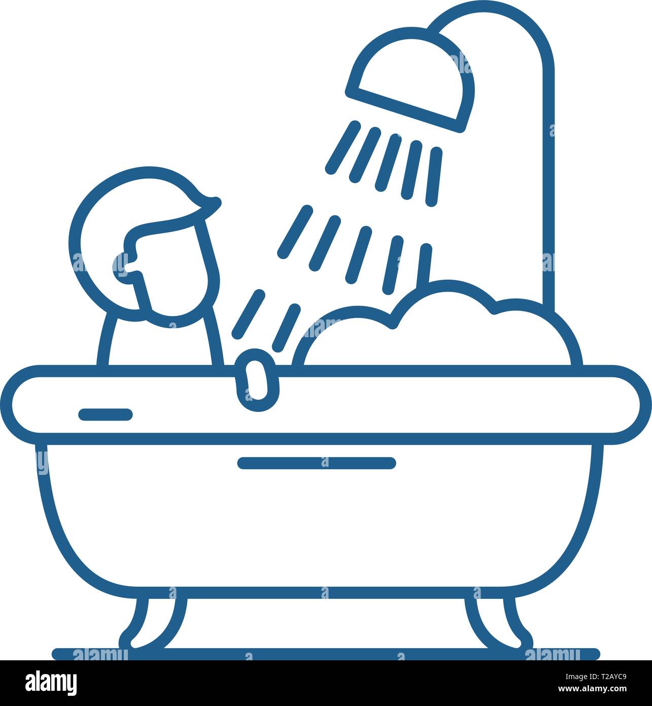 Mens bathroom line icon concept. Mens bathroom flat vector symbol, sign ...