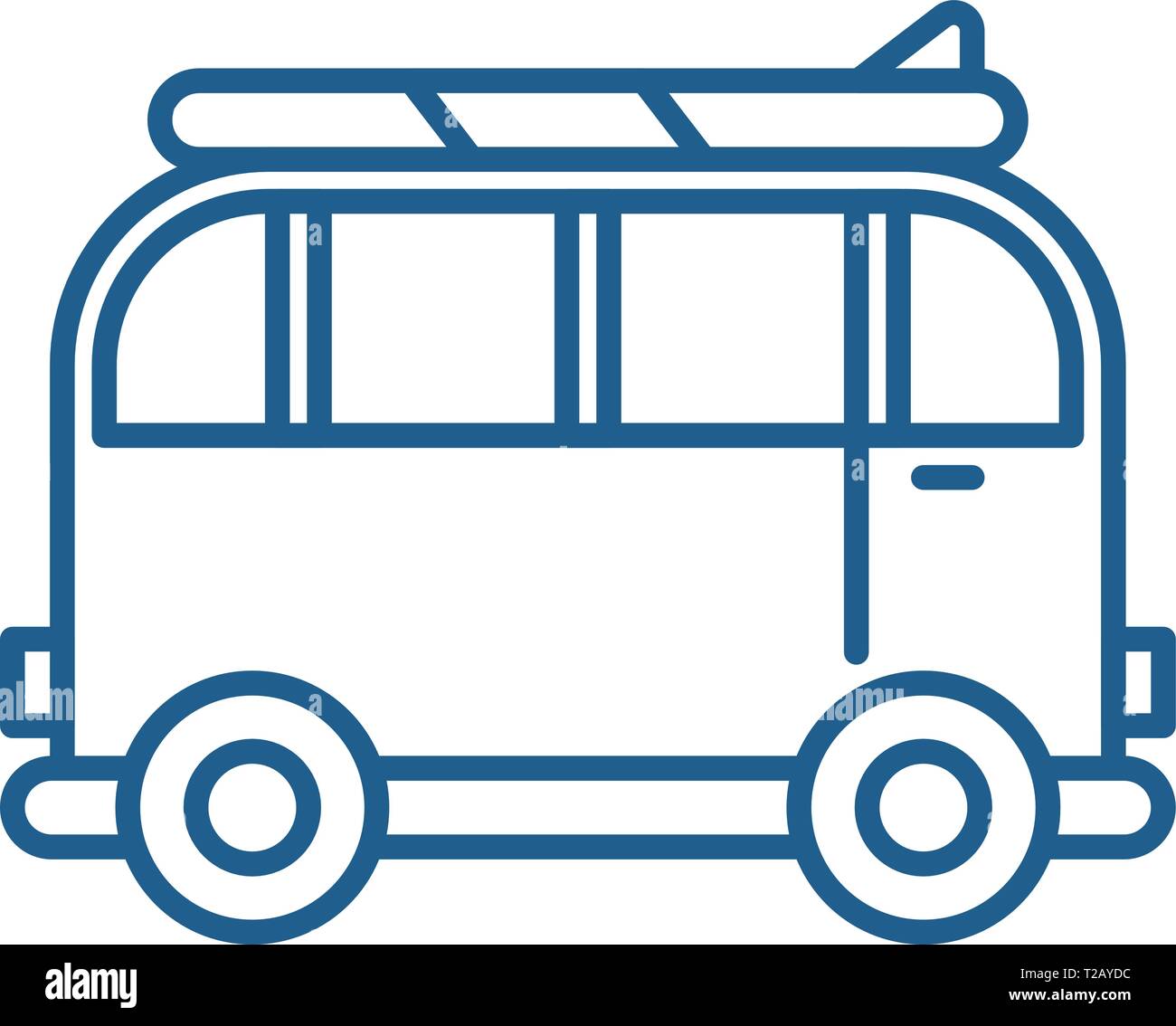 Minivan for travel line icon concept. Minivan for travel flat vector ...