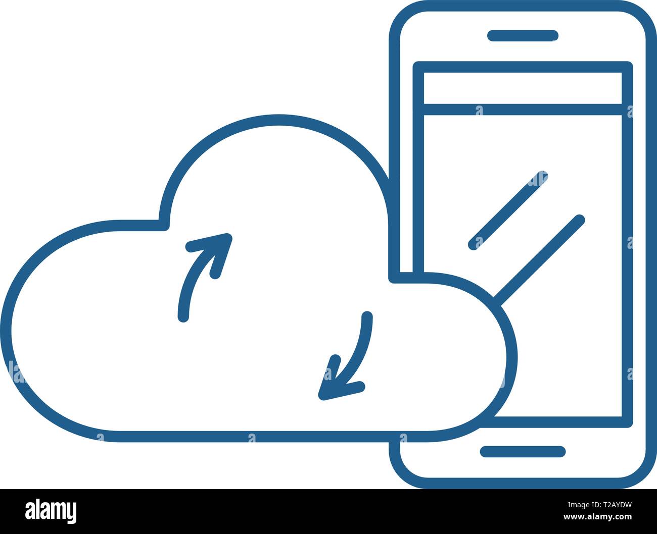 Mobile cloud data line icon concept. Mobile cloud data flat vector ...