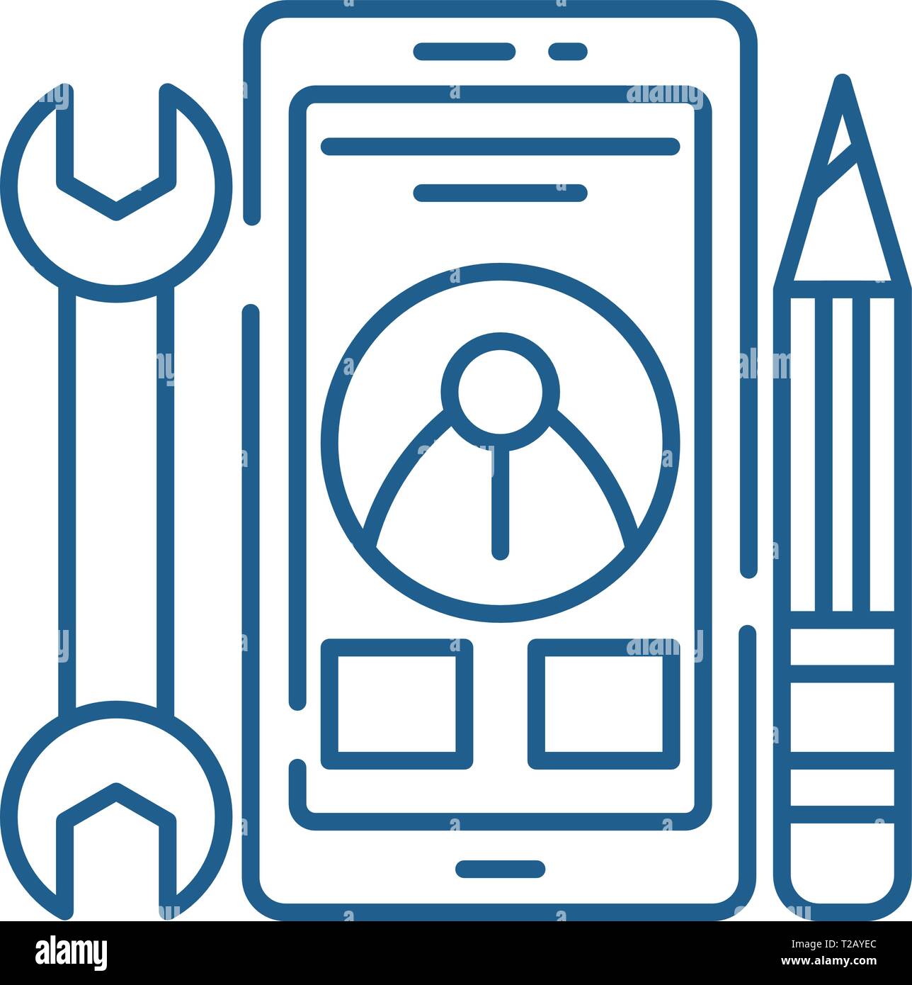 Mobile development line icon concept. Mobile development flat vector ... Mobile development line icon concept. Mobile development flat vector ...