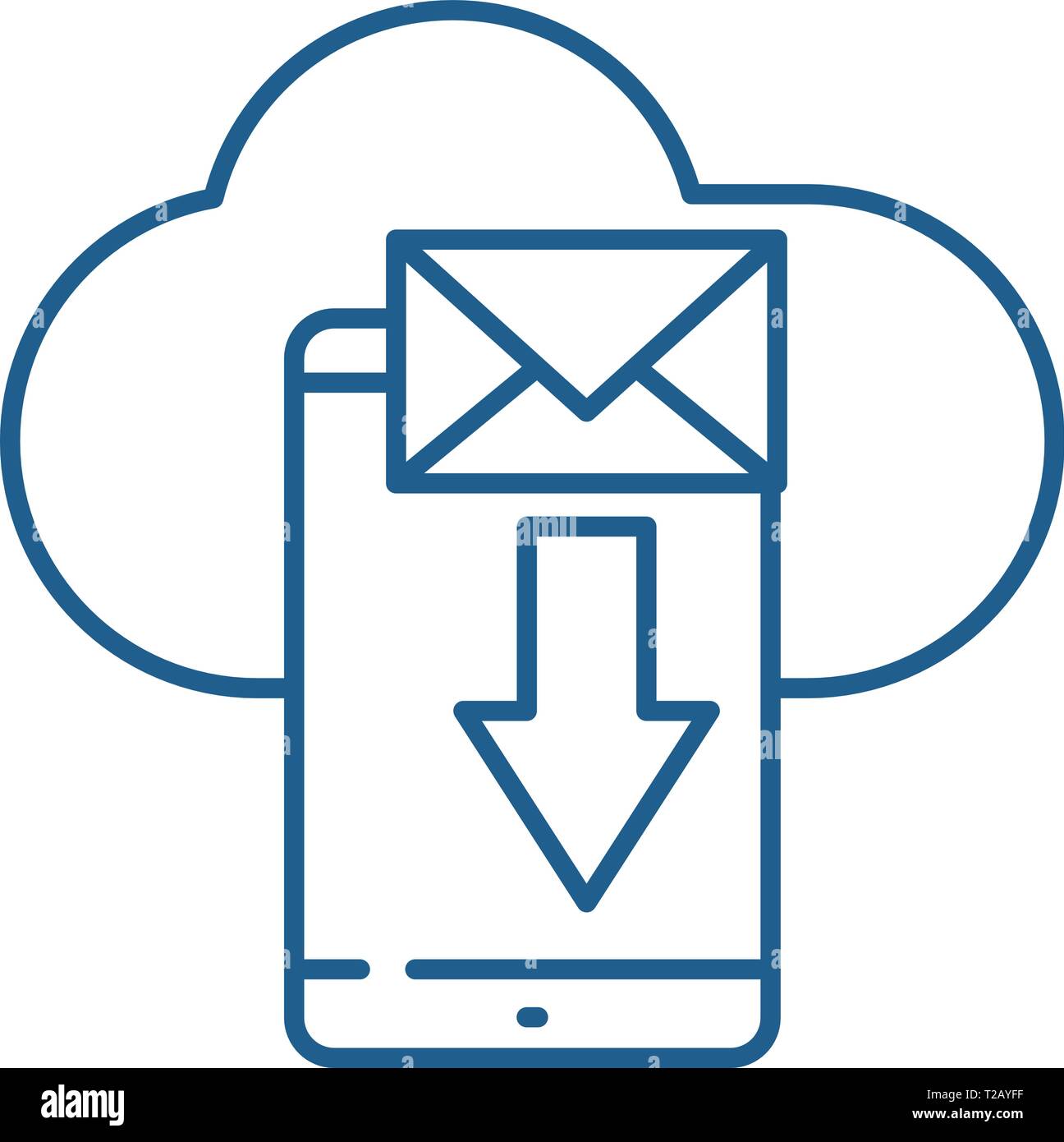 Mobile letter line icon concept. Mobile letter flat vector symbol, sign ... Mobile letter line icon concept. Mobile letter flat vector symbol, sign ...