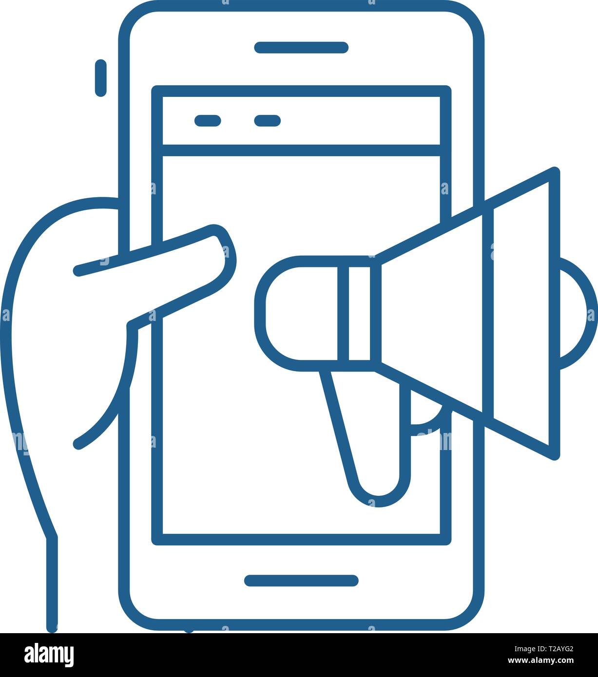 Mobile promotion line icon concept. Mobile promotion flat vector symbol ... Mobile promotion line icon concept. Mobile promotion flat vector symbol ...