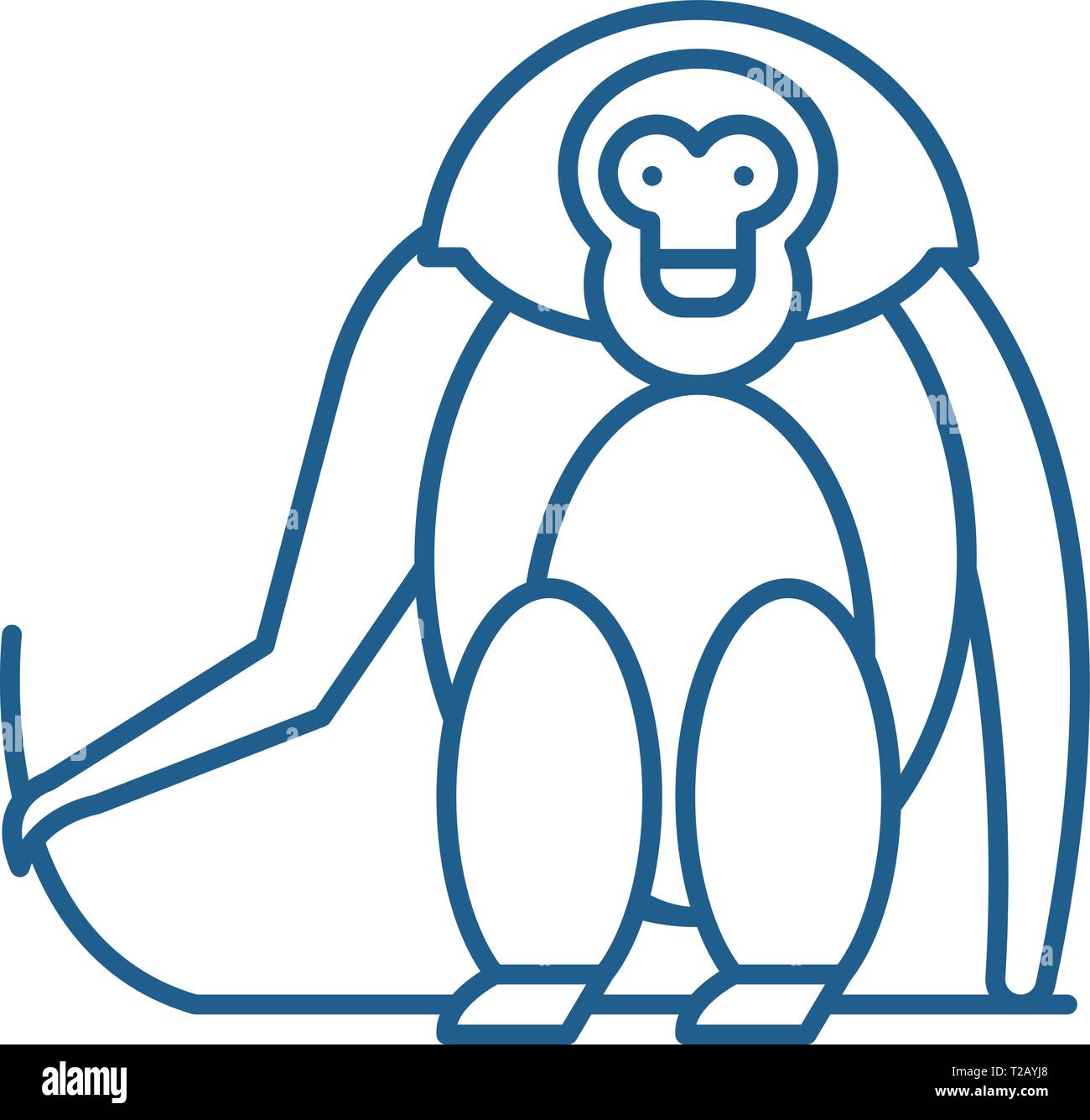 Monkey line icon concept. Monkey flat vector symbol, sign, outline ...