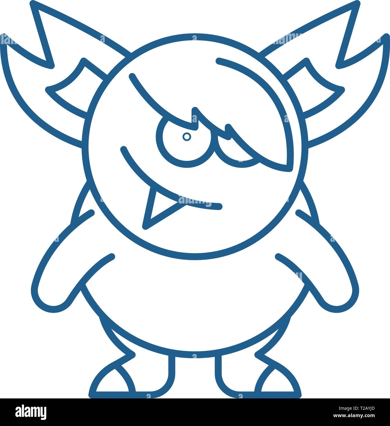 Monster line icon concept. Monster flat vector symbol, sign, outline ...