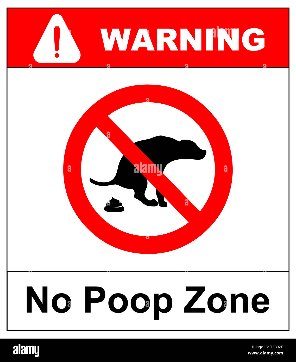No dog poop zone red sign. illustration on white background. Warning ...