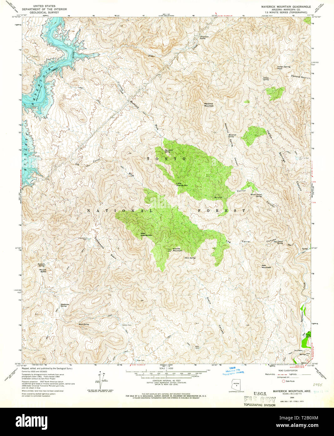 USGS TOPO Map Arizona AZ Maverick Mountain 312253 1964 24000 ...