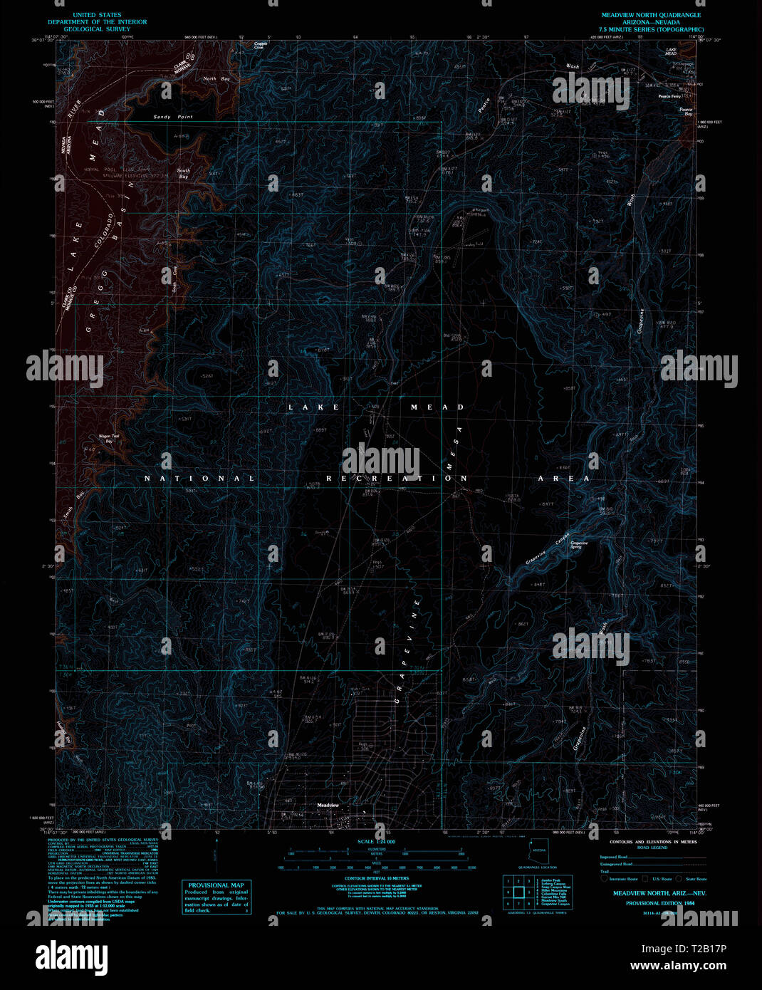 USGS TOPO Map Arizona AZ Meadview North 312303 1984 24000 Inverted ...
